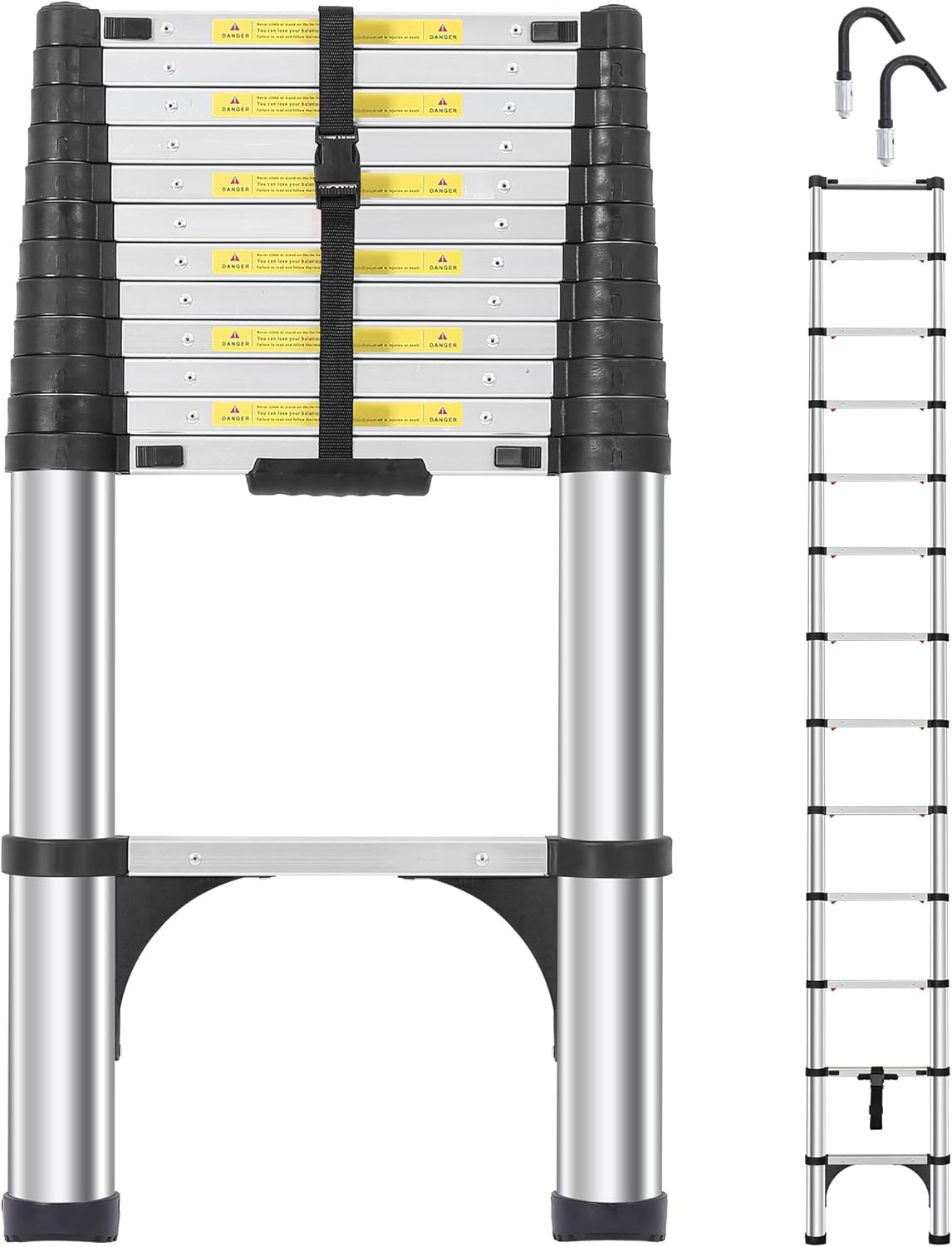 DEZEX Telescoping Ladder 12.5 FT,Aluminum Lightweight Extension Ladder ...