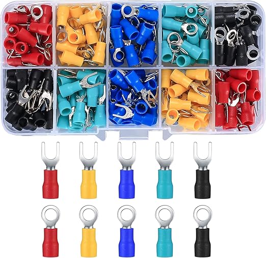 200 Pcs Electrical Insulated Wire Connectors Kit, Wire Terminals Lug ...
