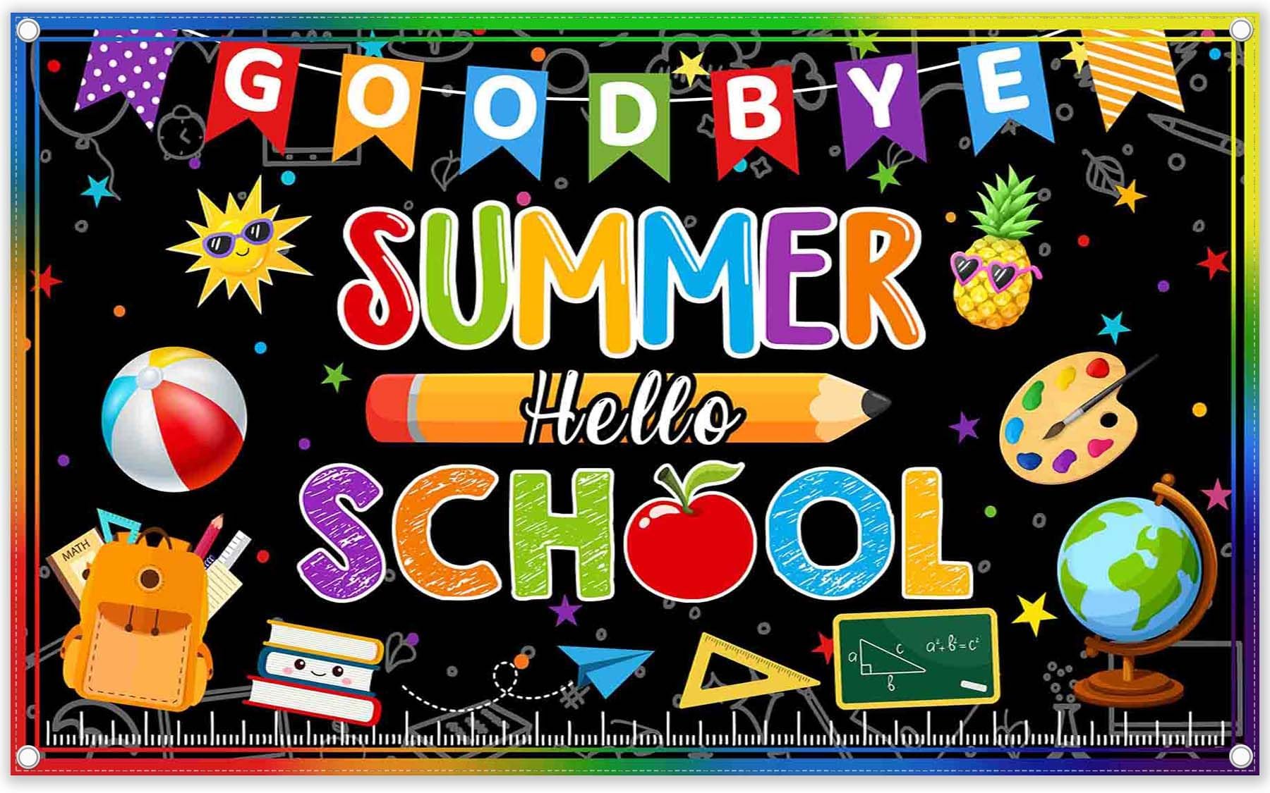 Amazon.com : Swepuck 72x43inch Goodbye Summer Hello School Backdrop ...