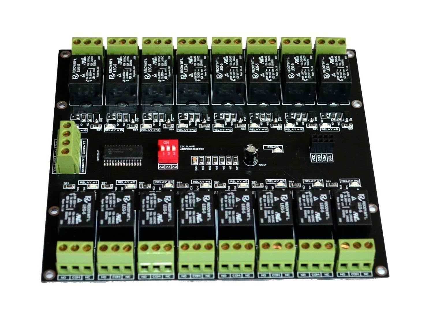 16 Channel I2C Interface Electromagnetic Relay Module for Arduino Raspberry 3.3V 5.0V Maximum ...