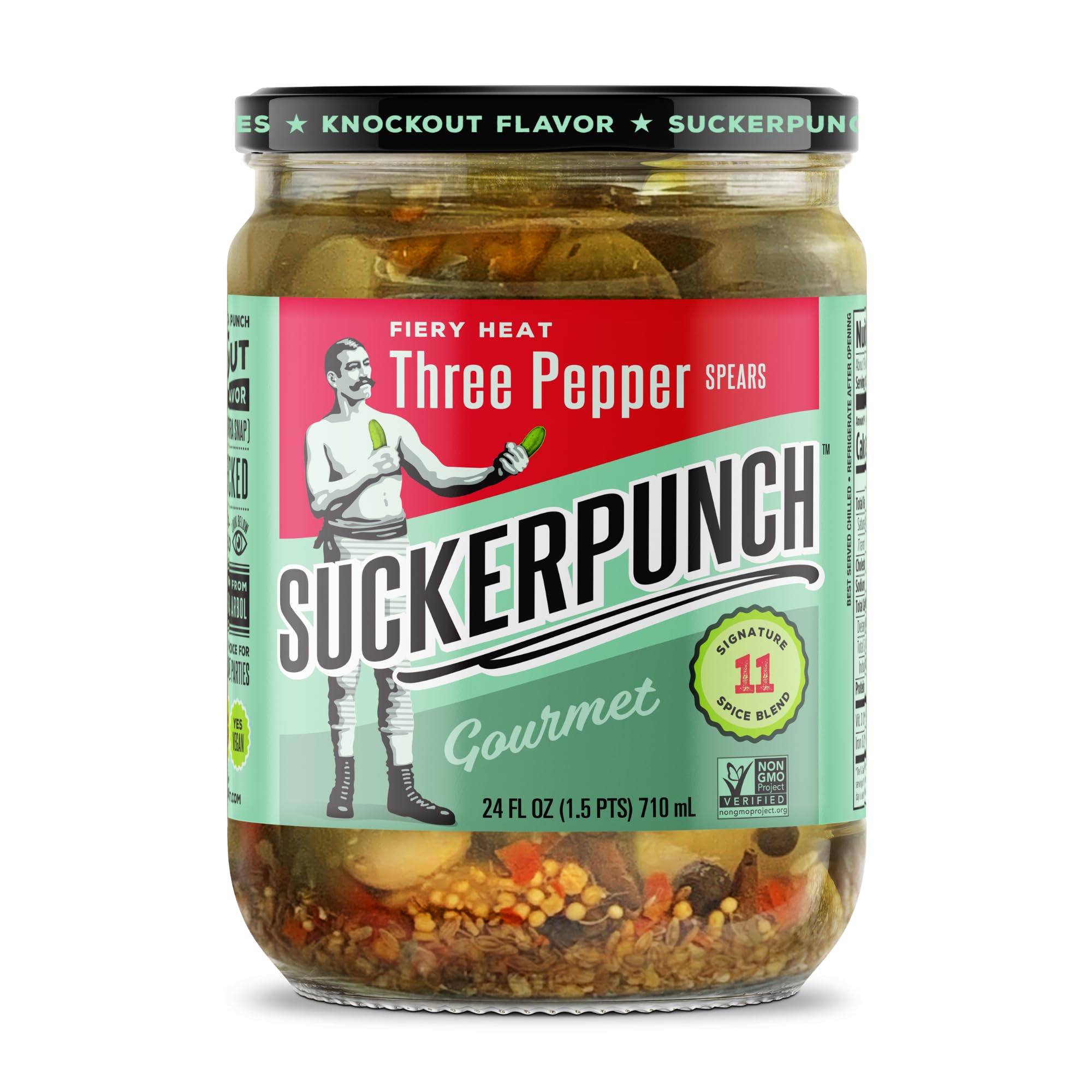 Amazon.com : SuckerPunch Gourmet 3-Pepper Fire Pickle Spears 24 Ounce ...