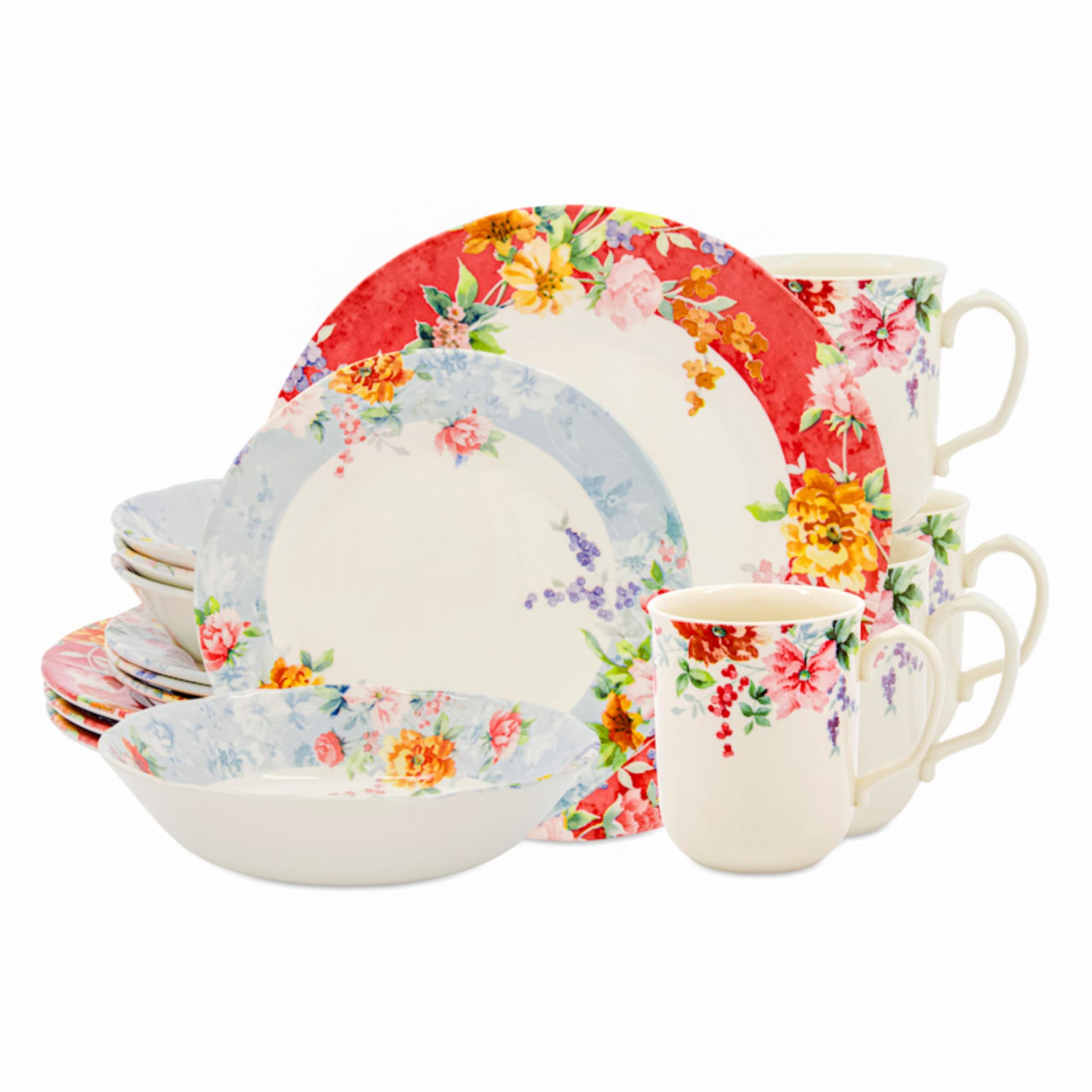 Tudor Royal 16-Piece Porcelain Round Dinnerware Set, Service for 4 ...