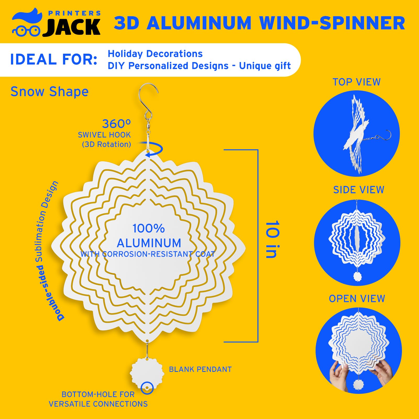 Snapklik.com : Printers Jack 2 Pack 10 Inch Sublimation Wind Spinner ...