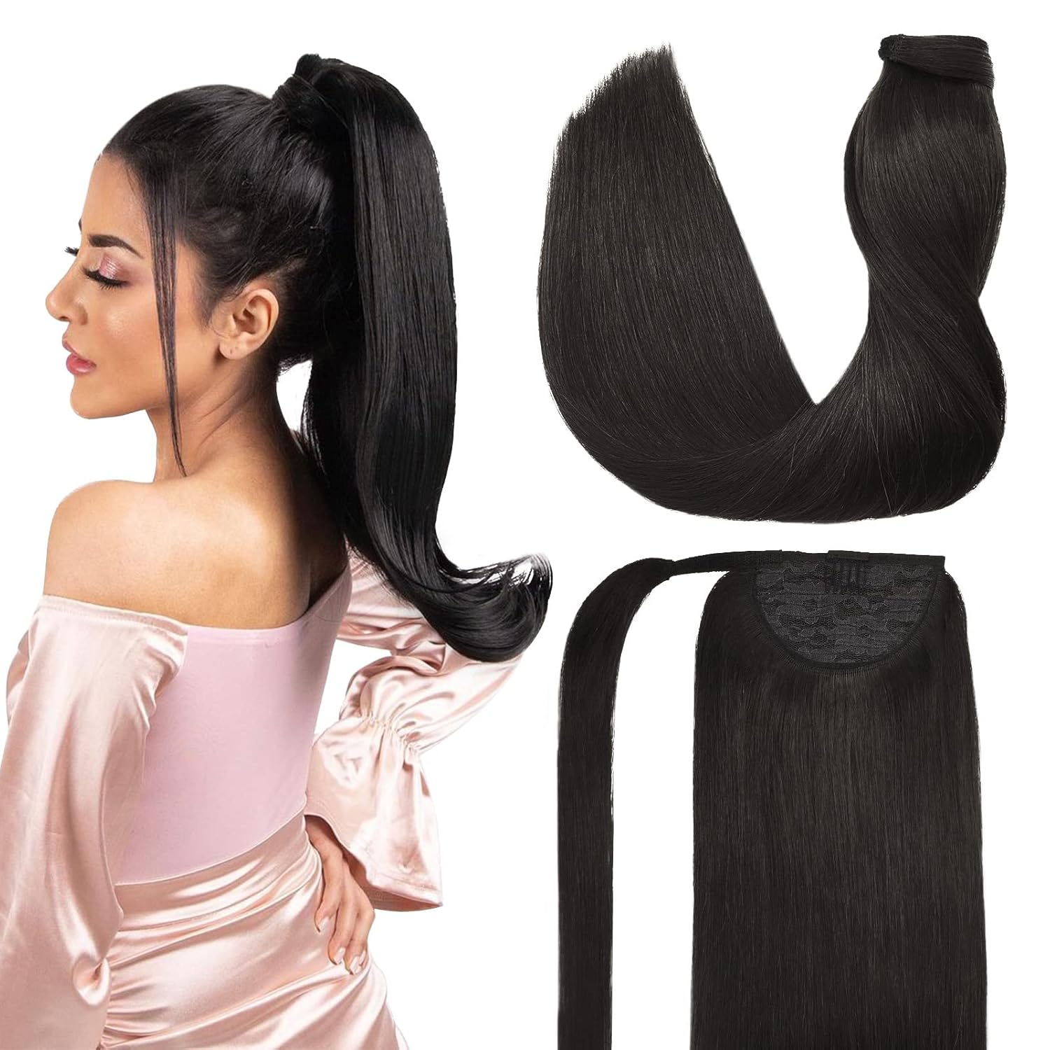 Amazon.com : Ponytail Extension Human Hair Extensions DOORES Natural ...