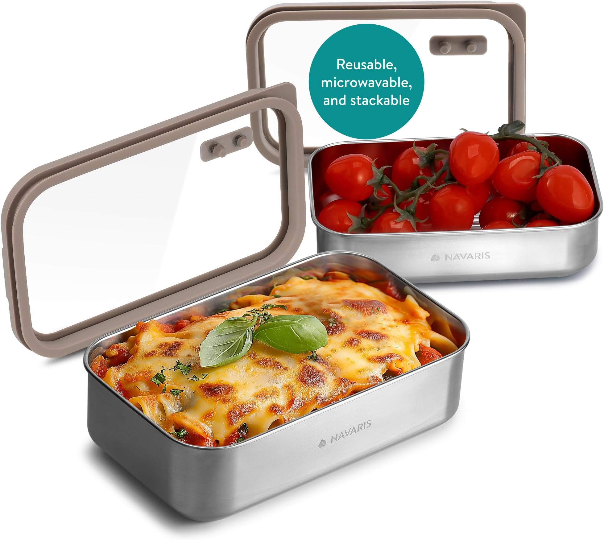Navaris Microwave-Safe Steel Lunch Box - Microwavable & Reusable ...