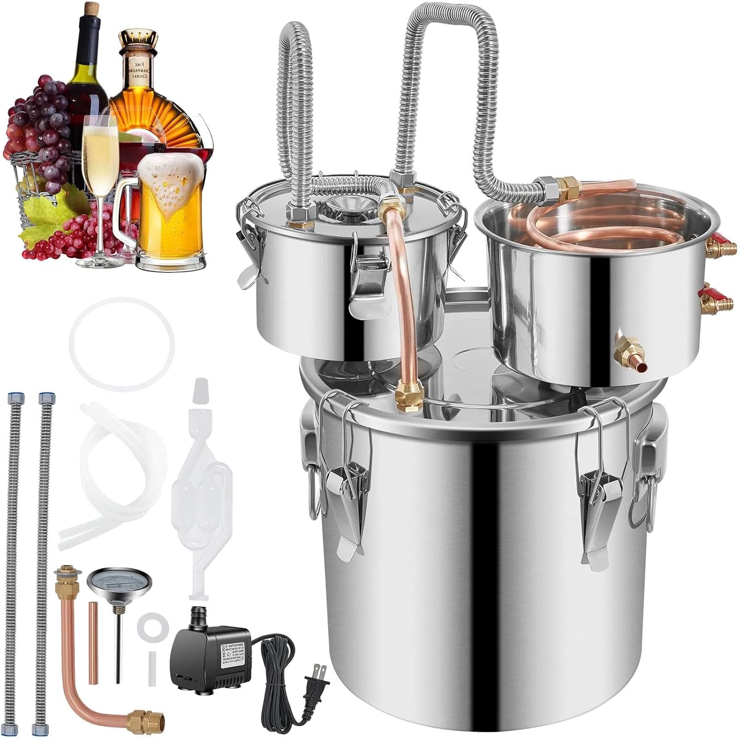 Amazon.com: Alcohol Still 3Gal 12L Stainless Steel Alcohol Distiller ...