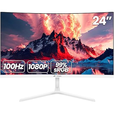 Amazon.com: CRUA 24 Inch Curved Monitor, FHD(1920×1080p) 100HZ 99% sRGB ...