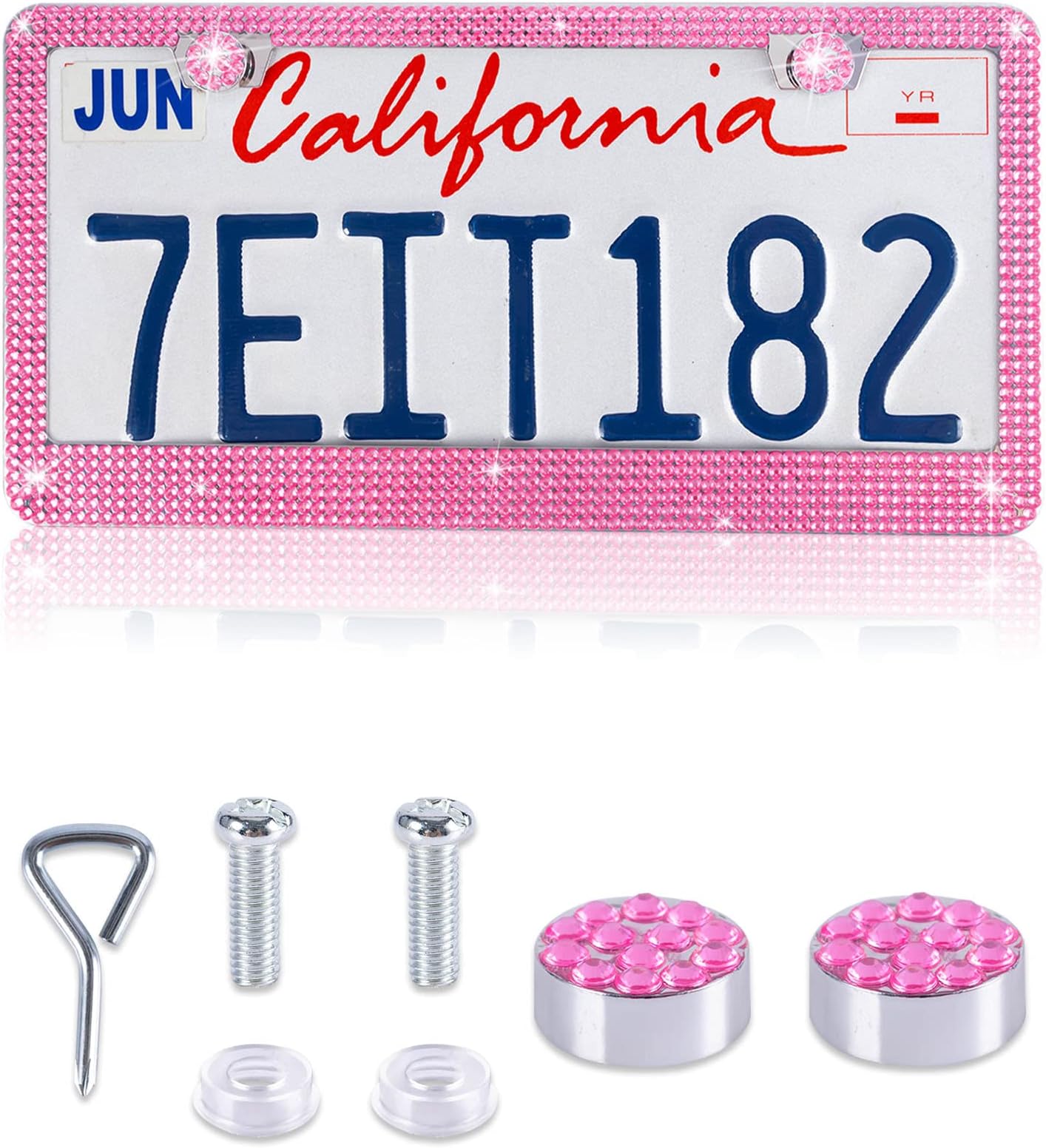 Amazon.com: GaRhomxy Bling License Plate Frame, Crystal Stainless Steel ...