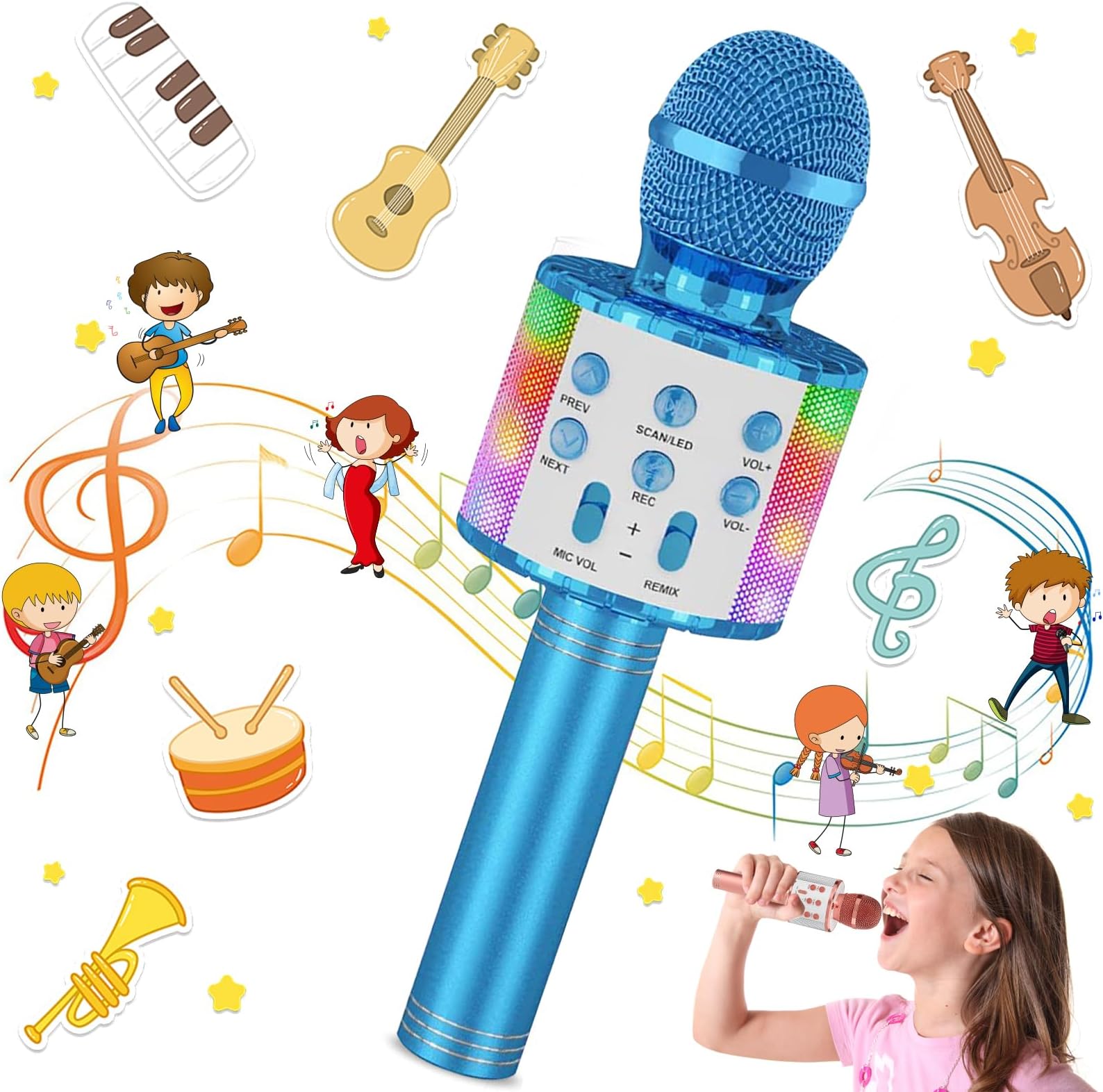 Tivifore Microphone sans Fil Karaoké, Micro Karaoke Enfant avec ...