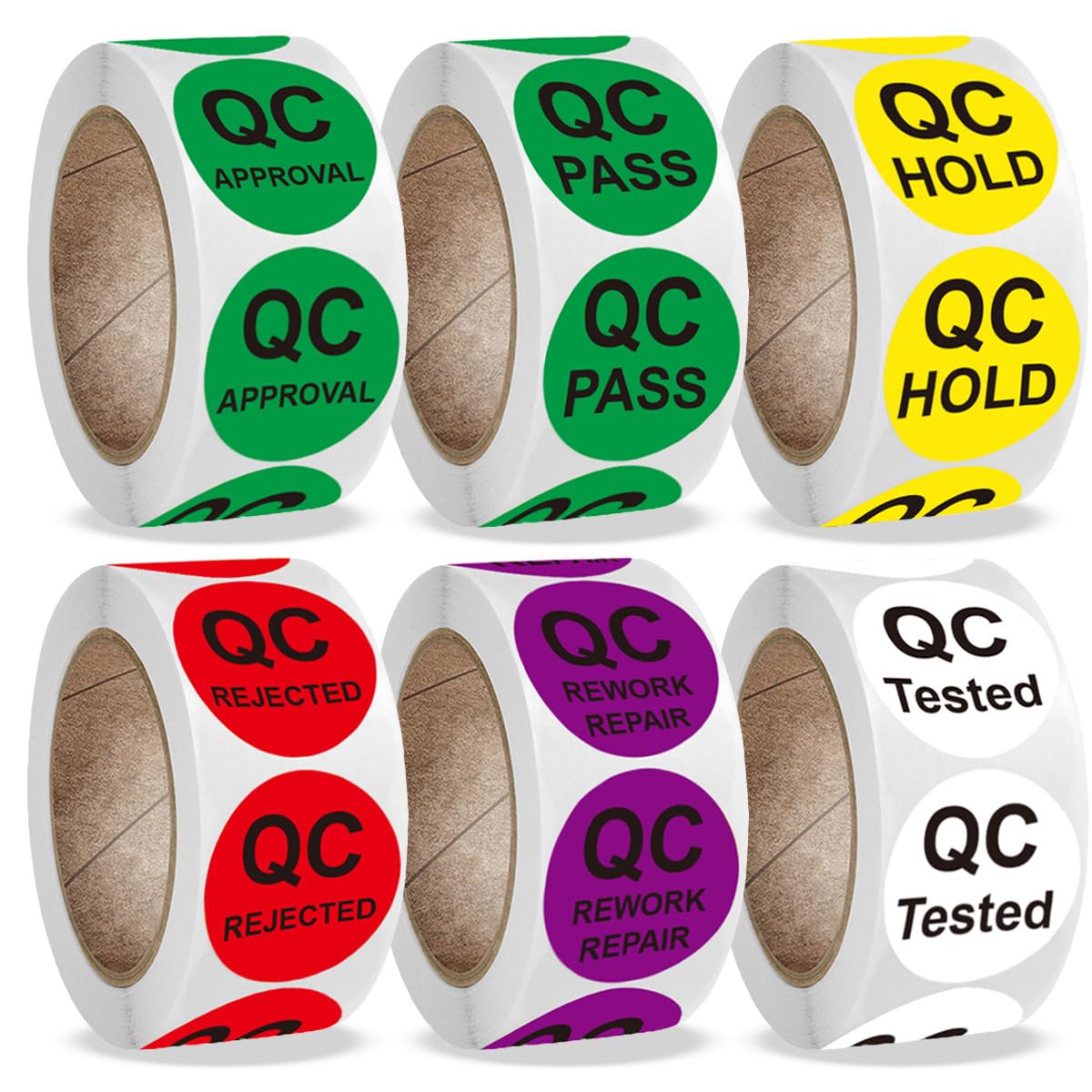 Amazon.com : Aeromeda 6 Roll QC Sticker 1 inch QC Approval Labels ...