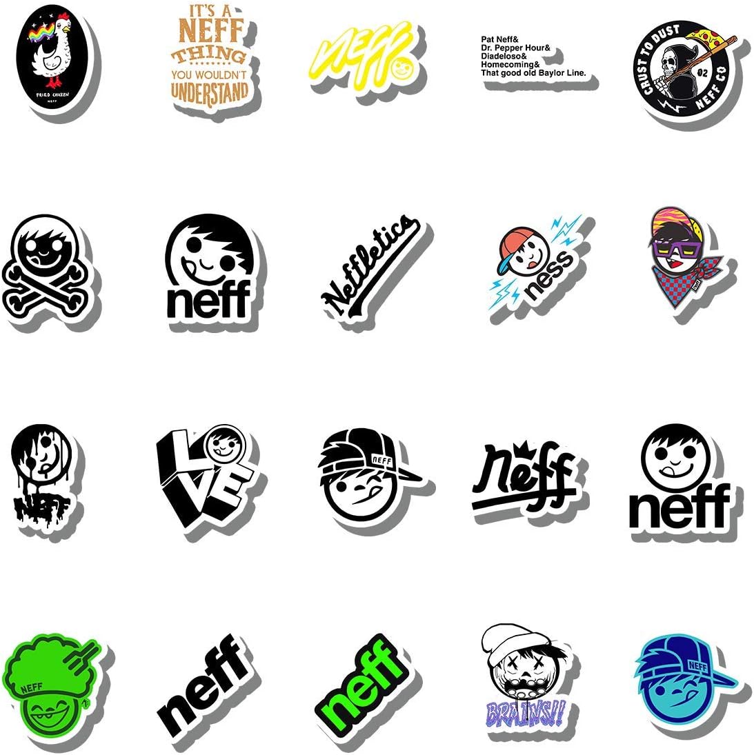 Amazon.com: 20 PCS Stickers Pack Neff Aesthetic Vinyl Colorful ...