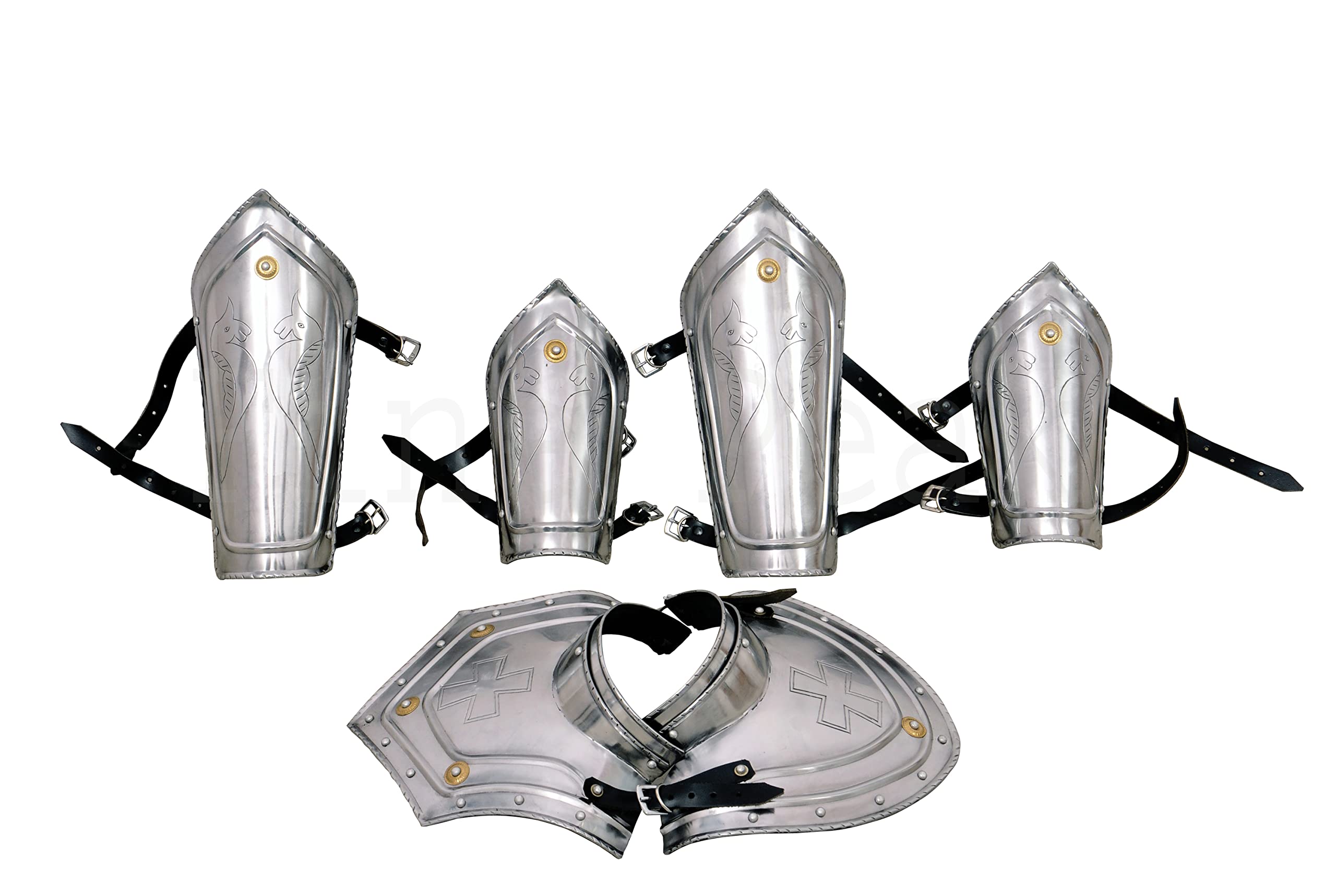 Fine Peakmedieval Iron Steel Gorget Arm Guards Vambraces Set Leg ...