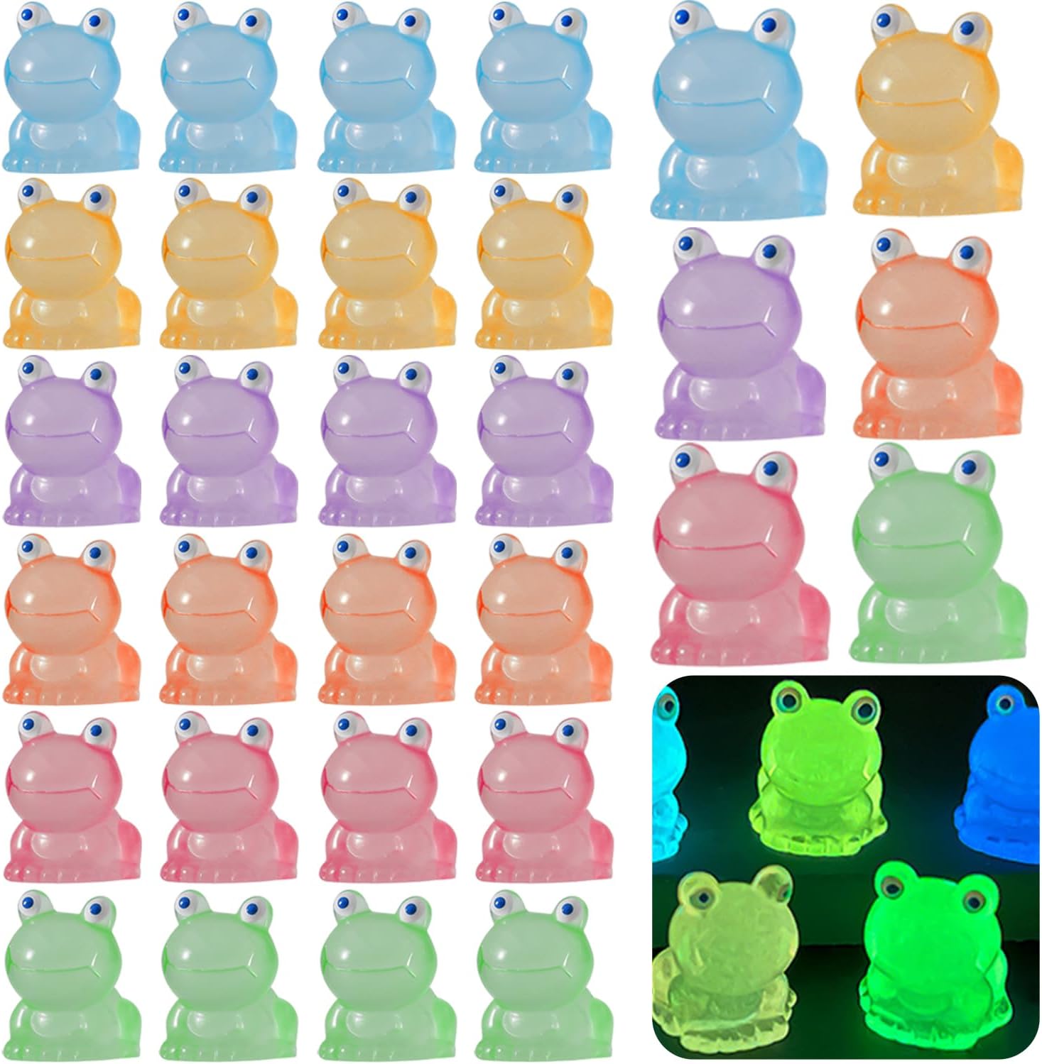 ZSTNPP 24 Pcs Mini Resin Luminous Frogs,Mini Garden Frog Ornaments ...