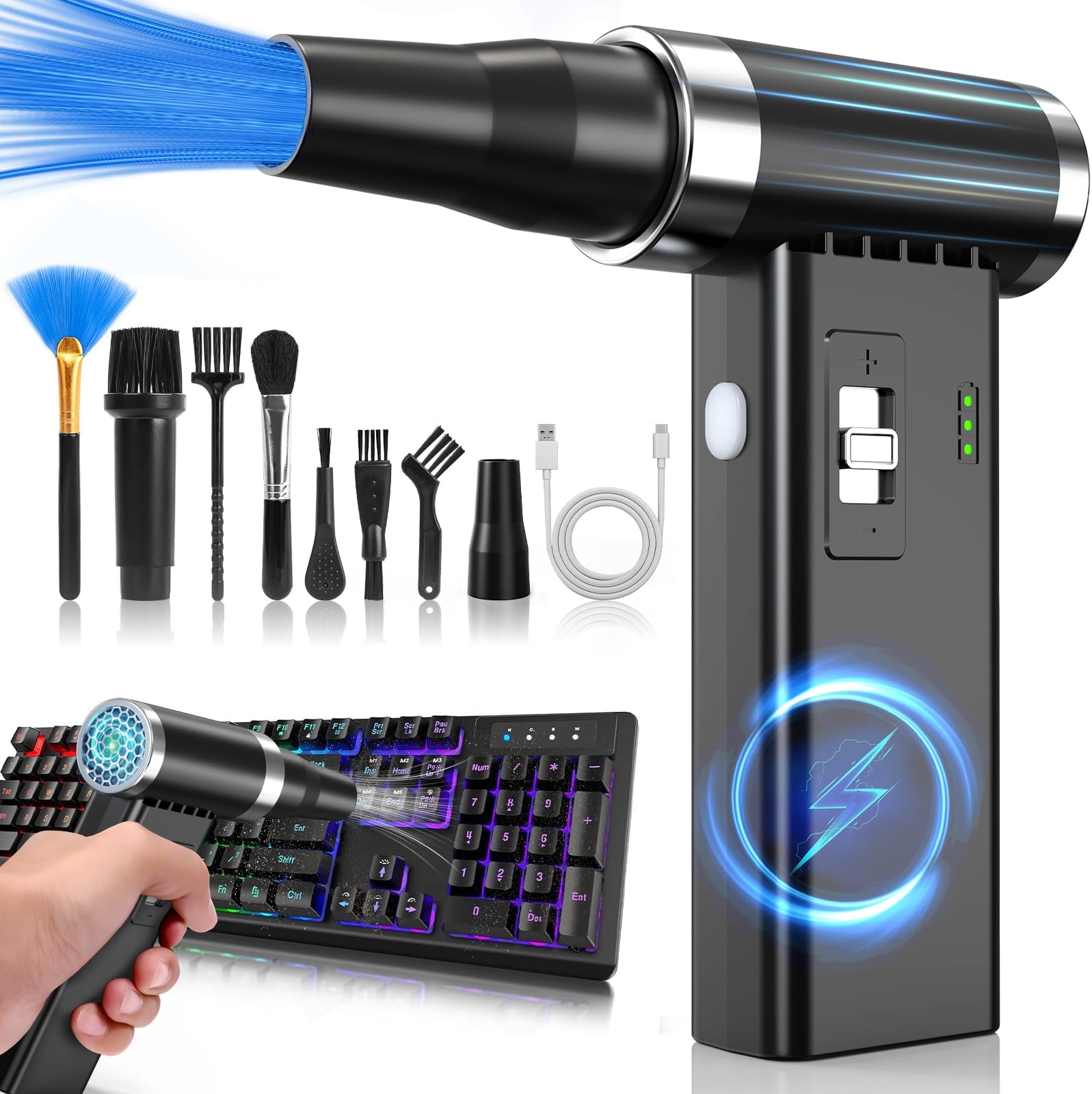 ESYCOOM Compressed Air Duster Blower - 110000RPM Electric Air Blower ...