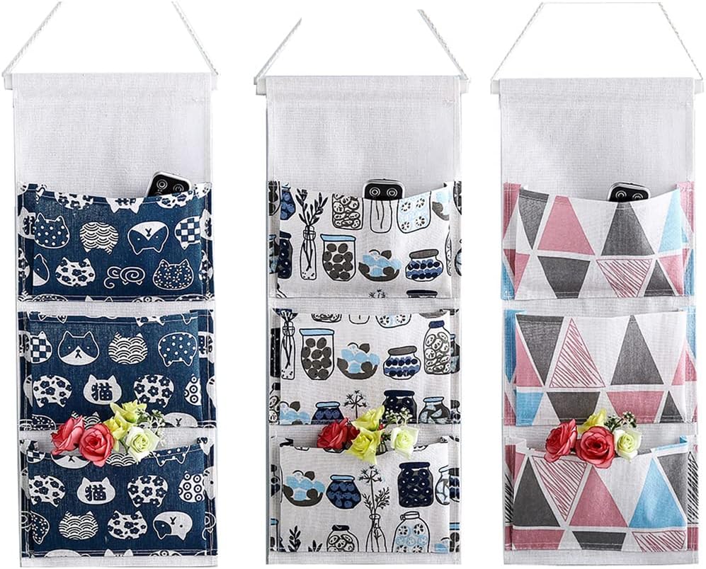 Amazon.com: KINGREE 3Pcs Wall Closet Hanging Storage Bag, Premium Linen ...