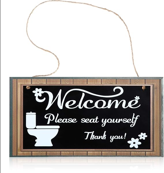 Amazon.com: Jetec Funny Bathroom Decoration Sign Welcome Please Seat ...