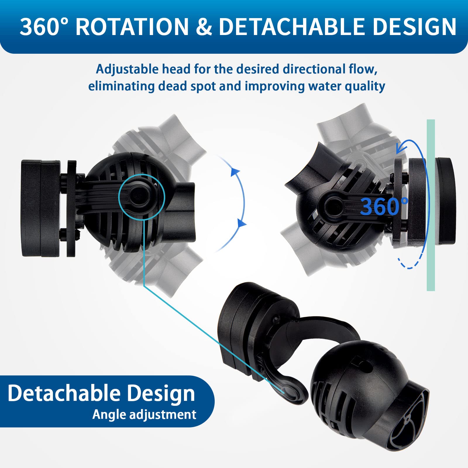 Snapklik.com : FREESEA Aquarium Powerhead Wave Maker: 1050 GPH Circulation Wavemaker Pump - 360 ...