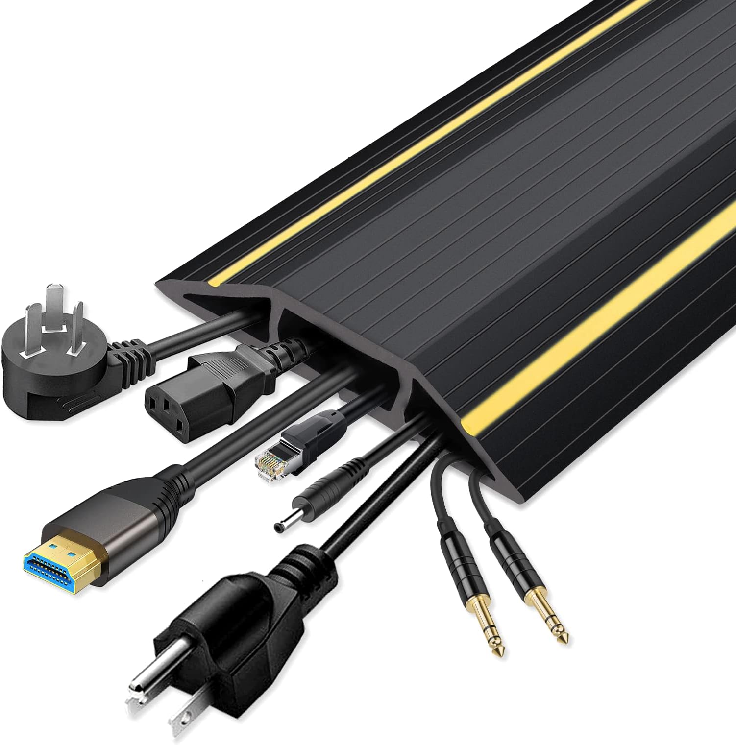 Cable Cover 6.5 Ft Durable Rollable Floor Cord Protector - 3 Channels ...