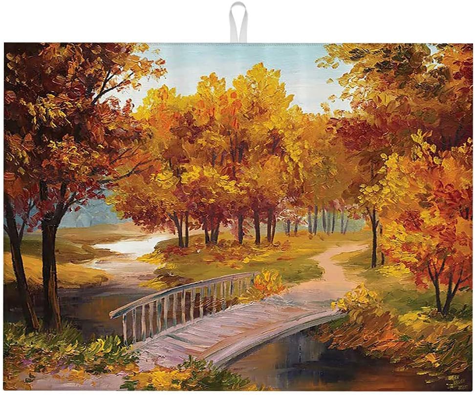 Amazon.com: Lakehouse Decor Collection Large Dish Drying Mat, Stone ...