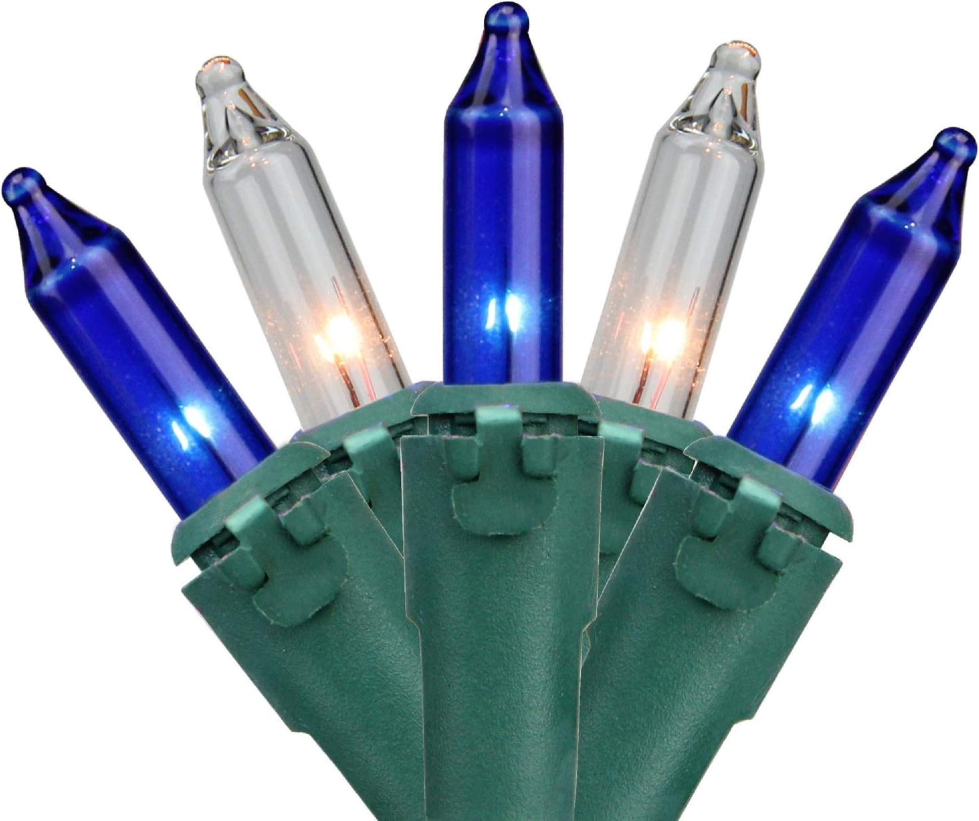 Amazon.com: Set of 35 Blue Mini Christmas Lights - White Wire : Home ...