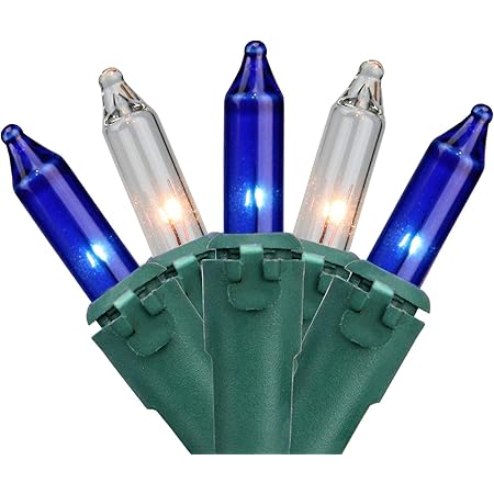 Amazon.com: 100-Count Blue and Clear Mini Christmas Light Set, 20 ft ...