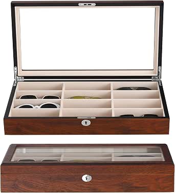 Amazon.com: SYENS Wood 12 Slots Sunglasses Organizer Box, Eyeglasses ...