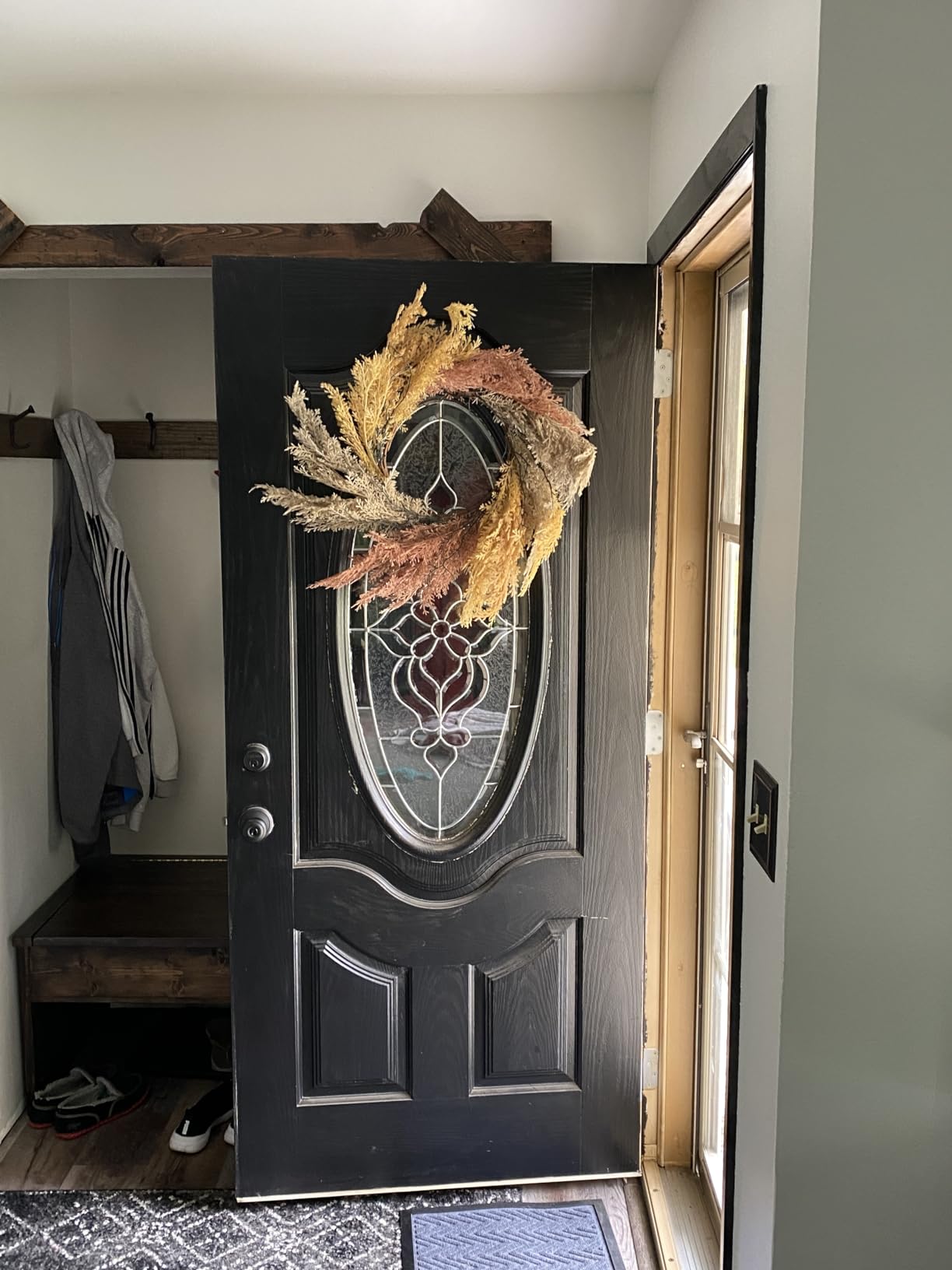 $8/mo - Finance RED DECO Fall Reed Floral Welcome Wreath for Front Door ...