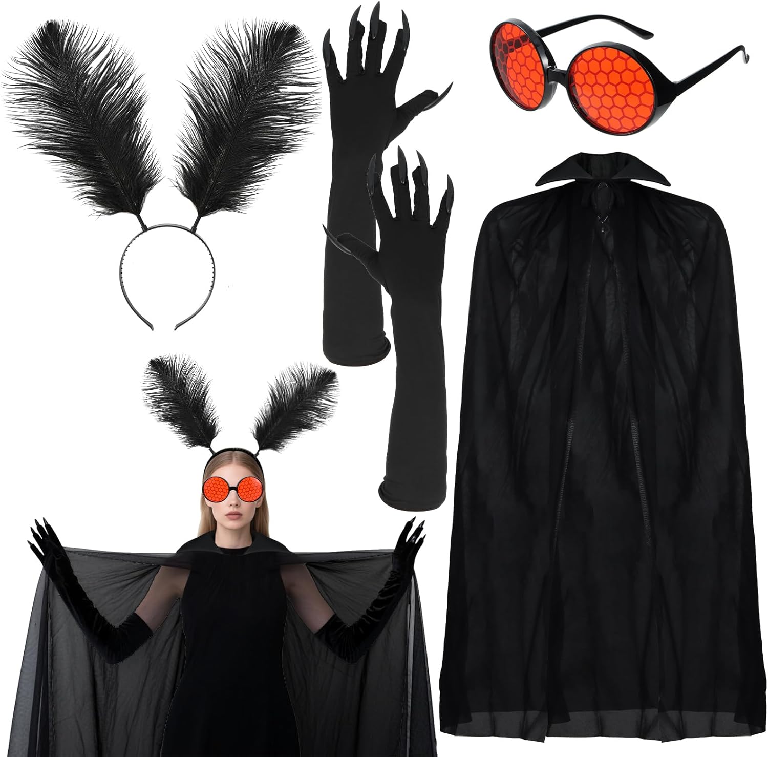 Amazon.com: BOUTICOL 4 Pcs Halloween Mothman Costume Include Paw Gloves ...