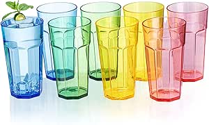 Amazon.com | MIYOPESI 22oz Acrylic Glasses Drinkware, Octagonal Shatter ...