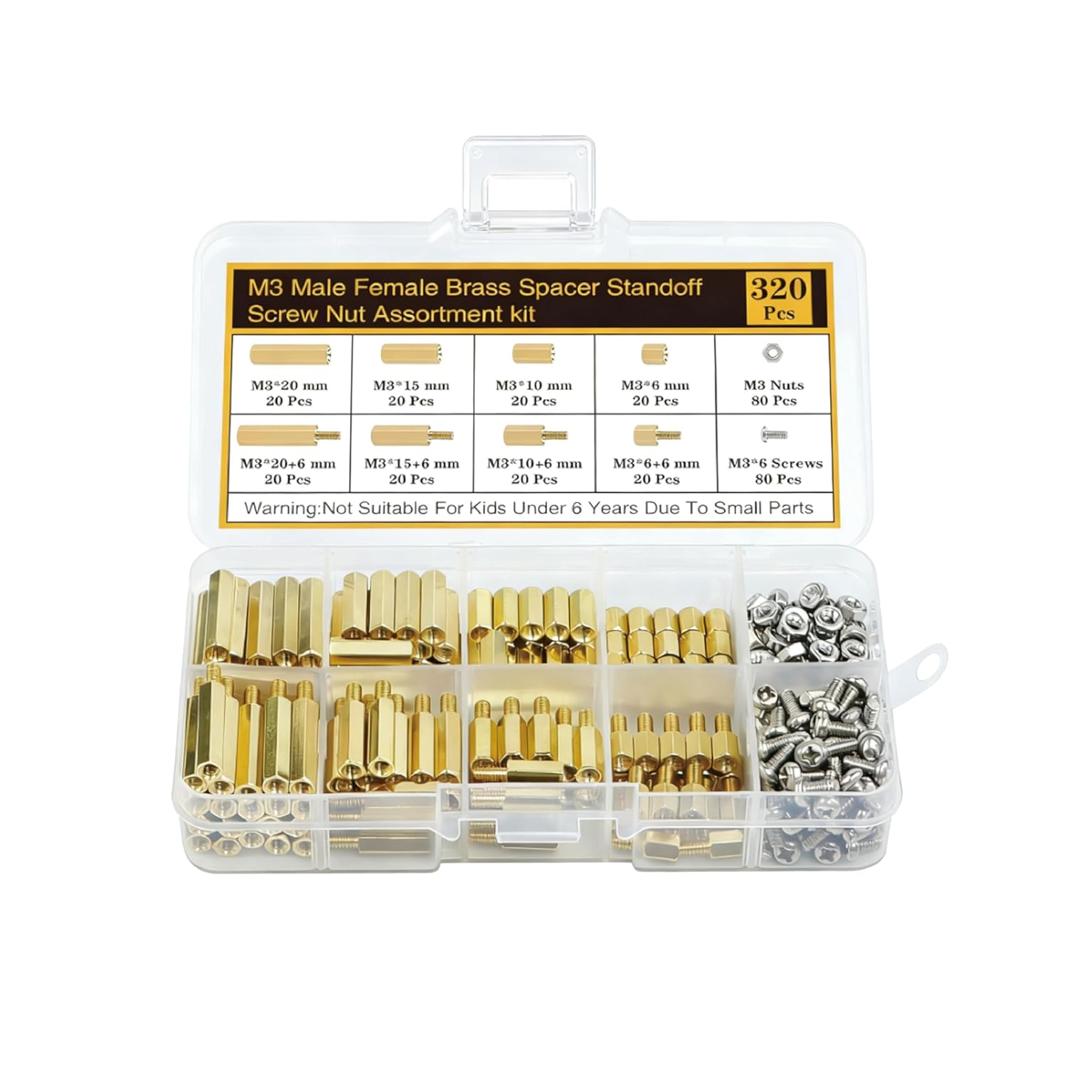 320Pcs M3 Standoff Screws and Nuts Kit, Brass Motherboard Standoffs Hex ...
