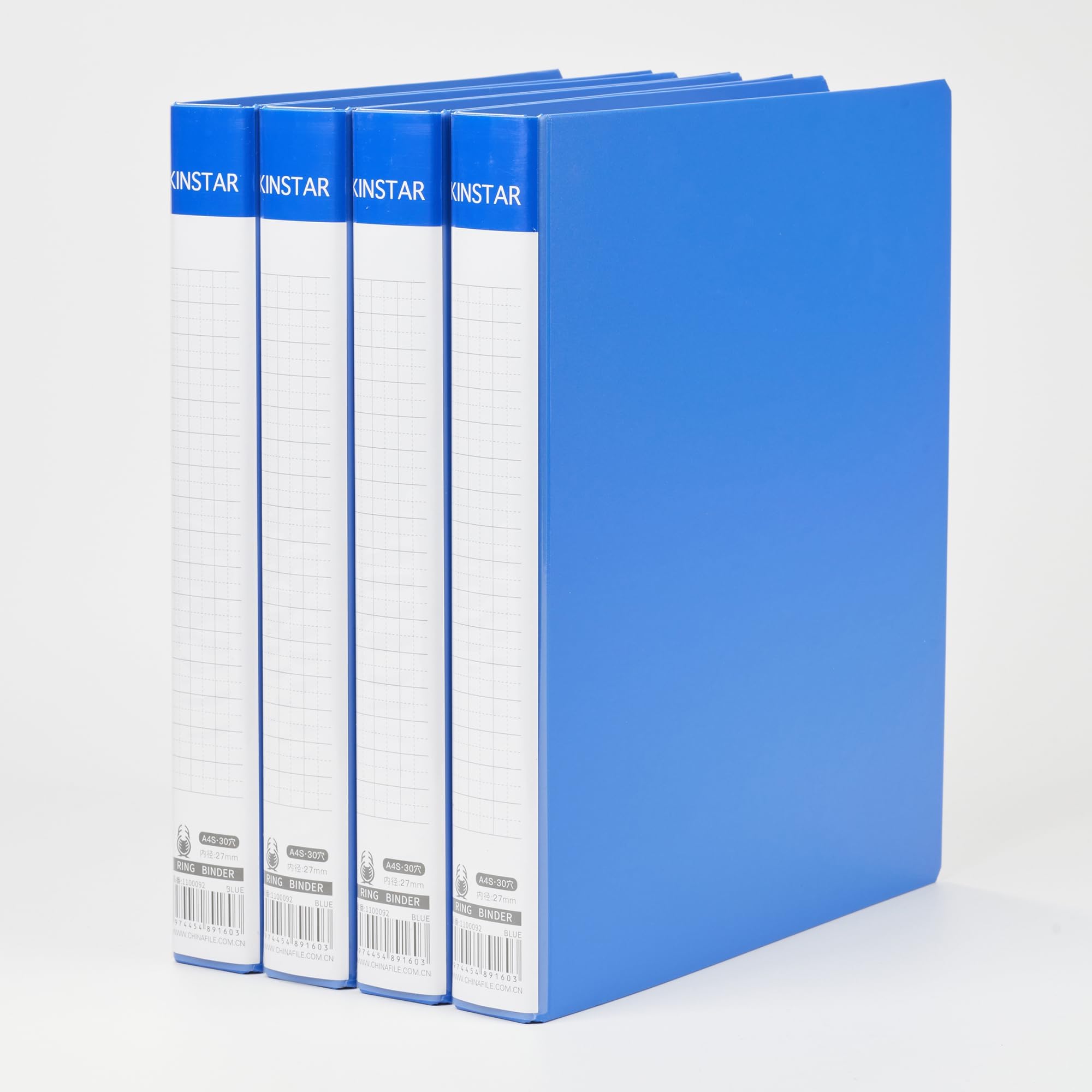 Amazon | Kinstar リングバインダー 青4冊 バインダー 30穴 A4S 250枚収納 | O型リングファイル | 文房具・オフィス用品