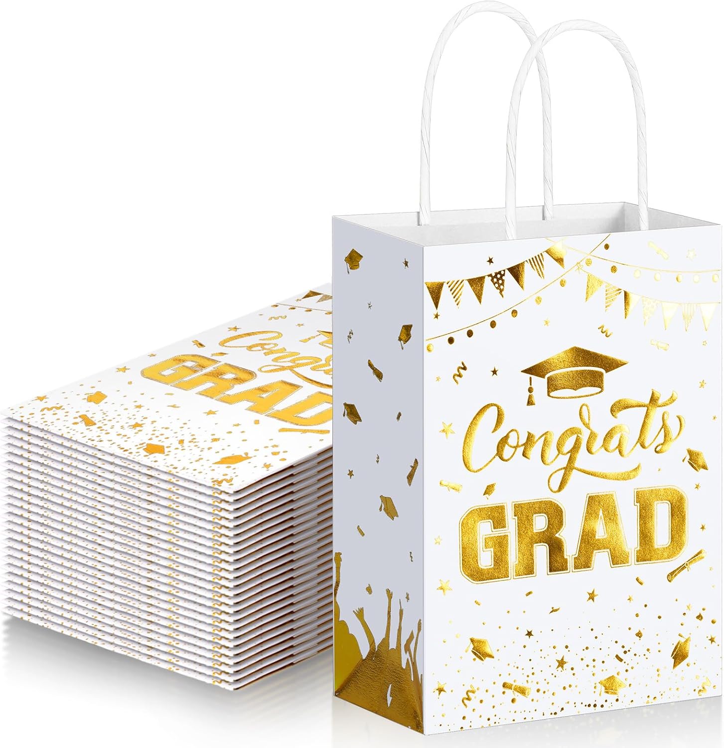 Amazon.com: TaoBary 24 Pcs White Gold 2025 Graduation Gift Bags ...