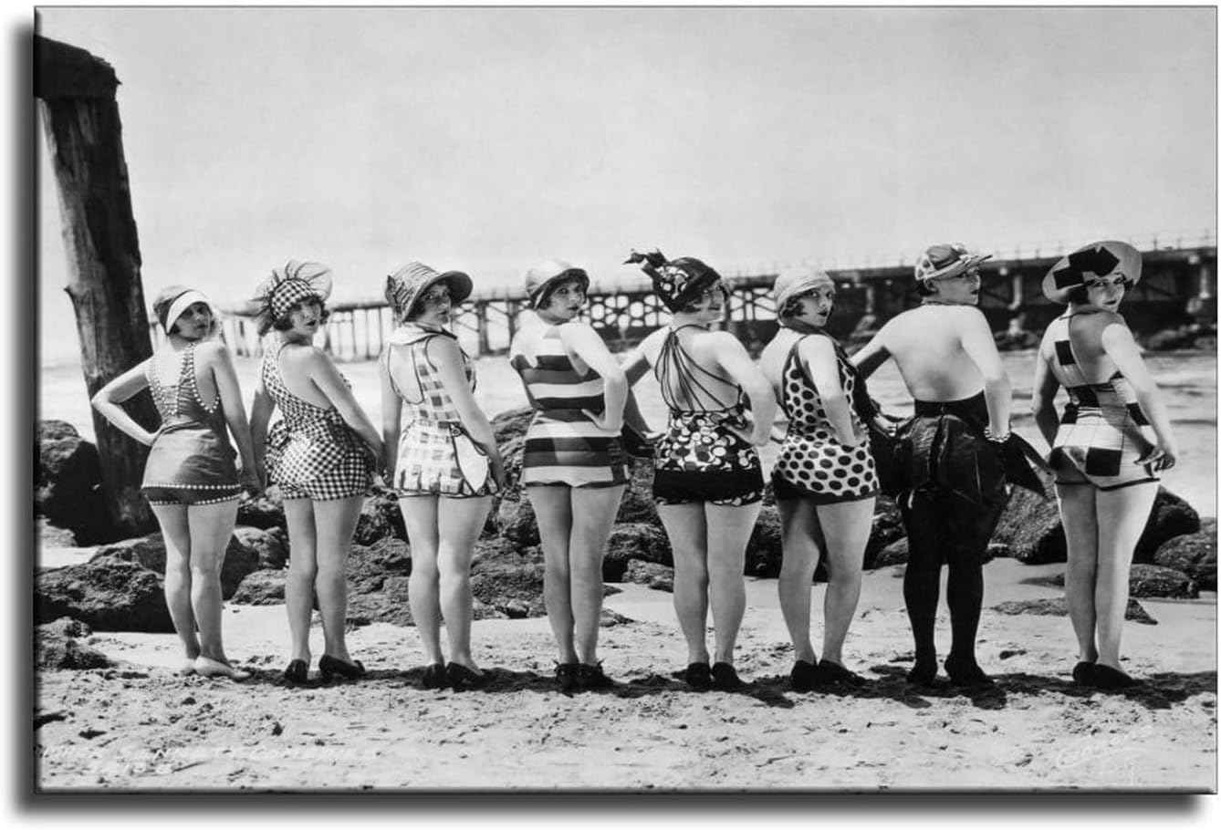 Amazon.com: Flapper Girls Beach Print, Vintage Bathing Suits, Vintage ...