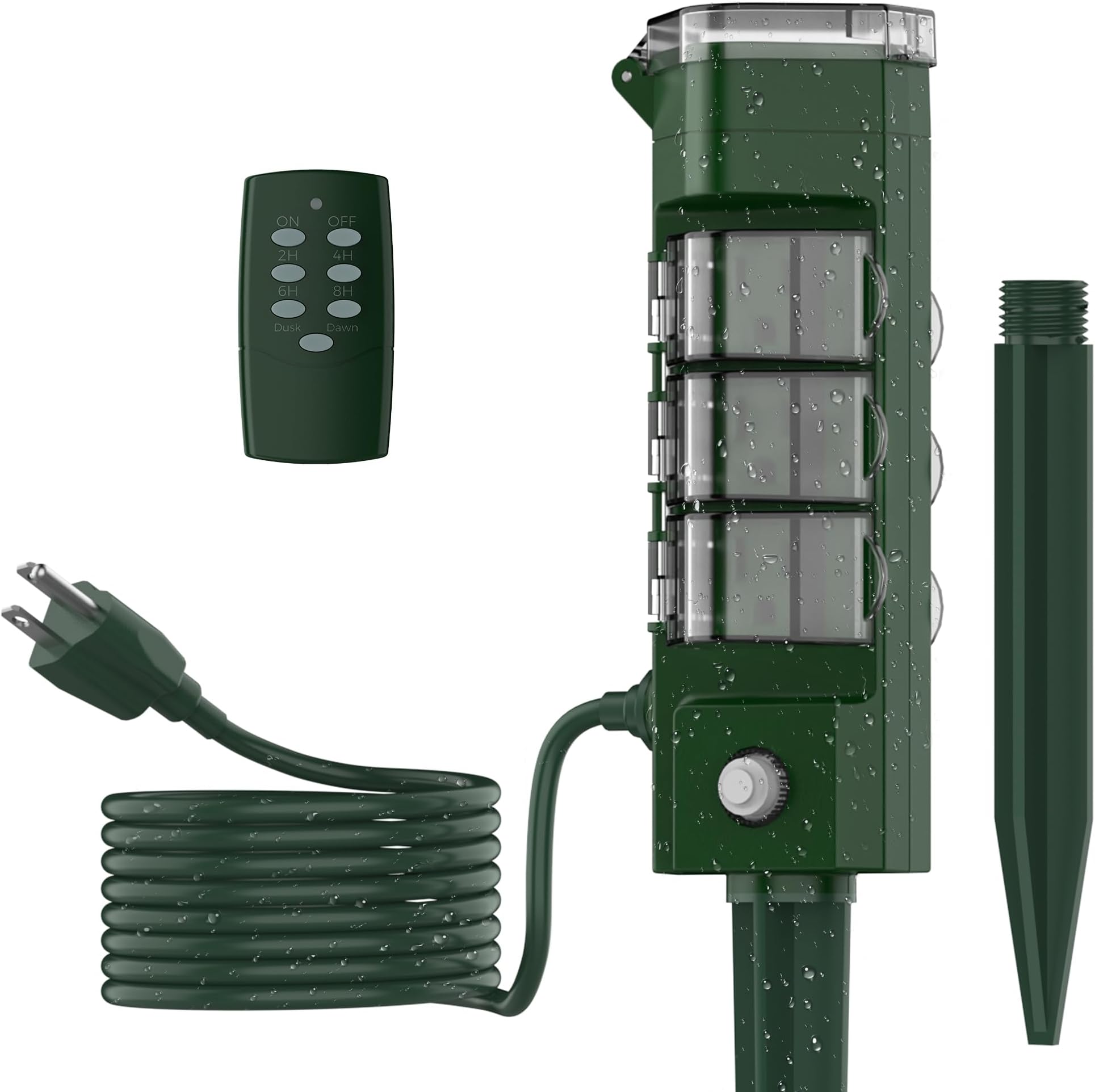 Amazon.com: TESSAN Outdoor Power Stake Light Timer Waterproof, Wireless ...