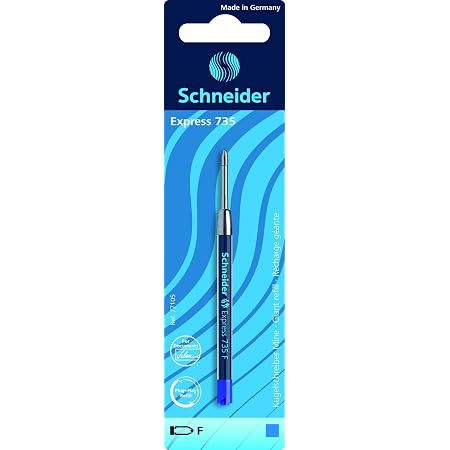 SCHNEIDER Express 735 Ballpoint Pen Refill, Indelible, F, Blue, 1 ...