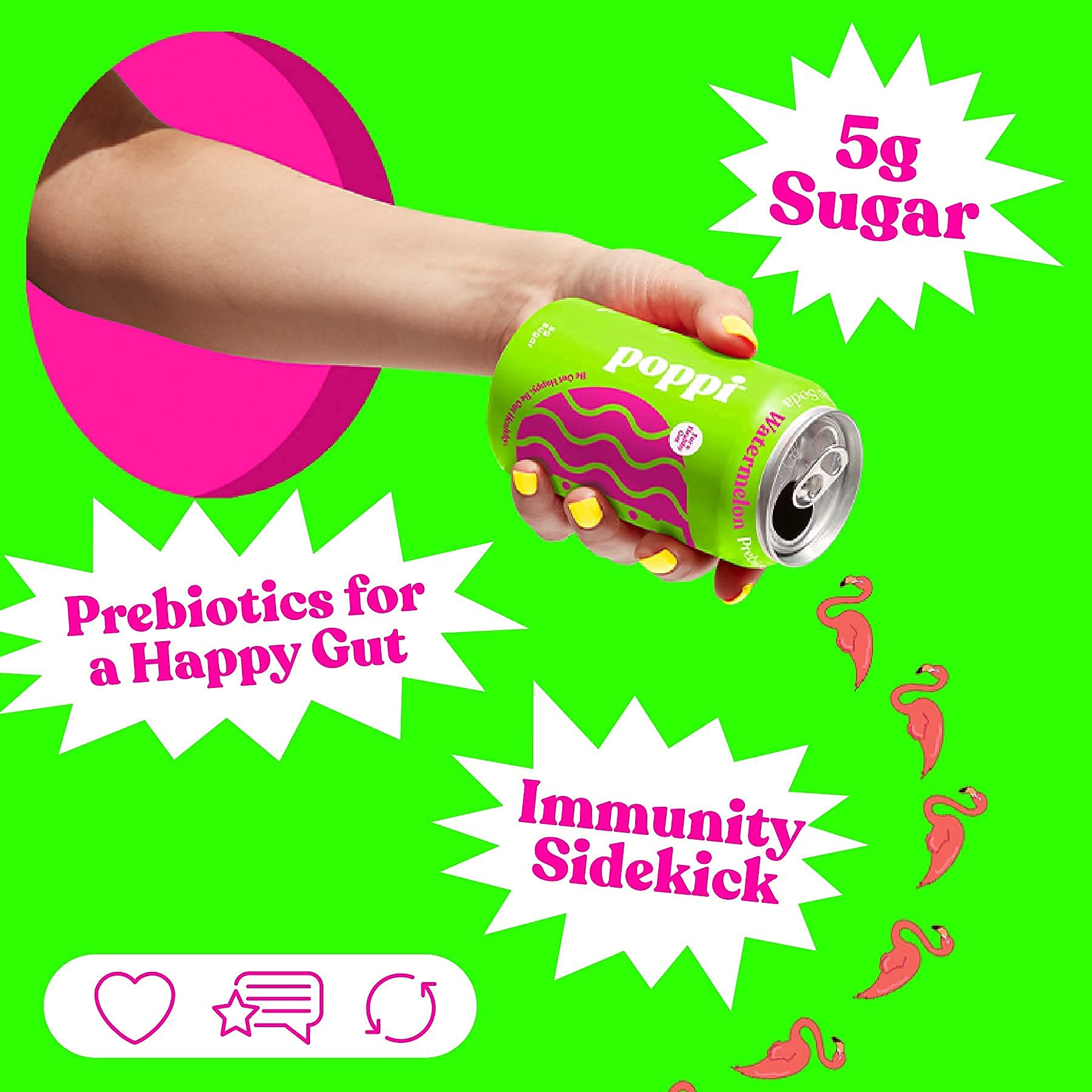 POPPI Sparkling Prebiotic Watermelon Soda w/ Gut Health & Immunity ...