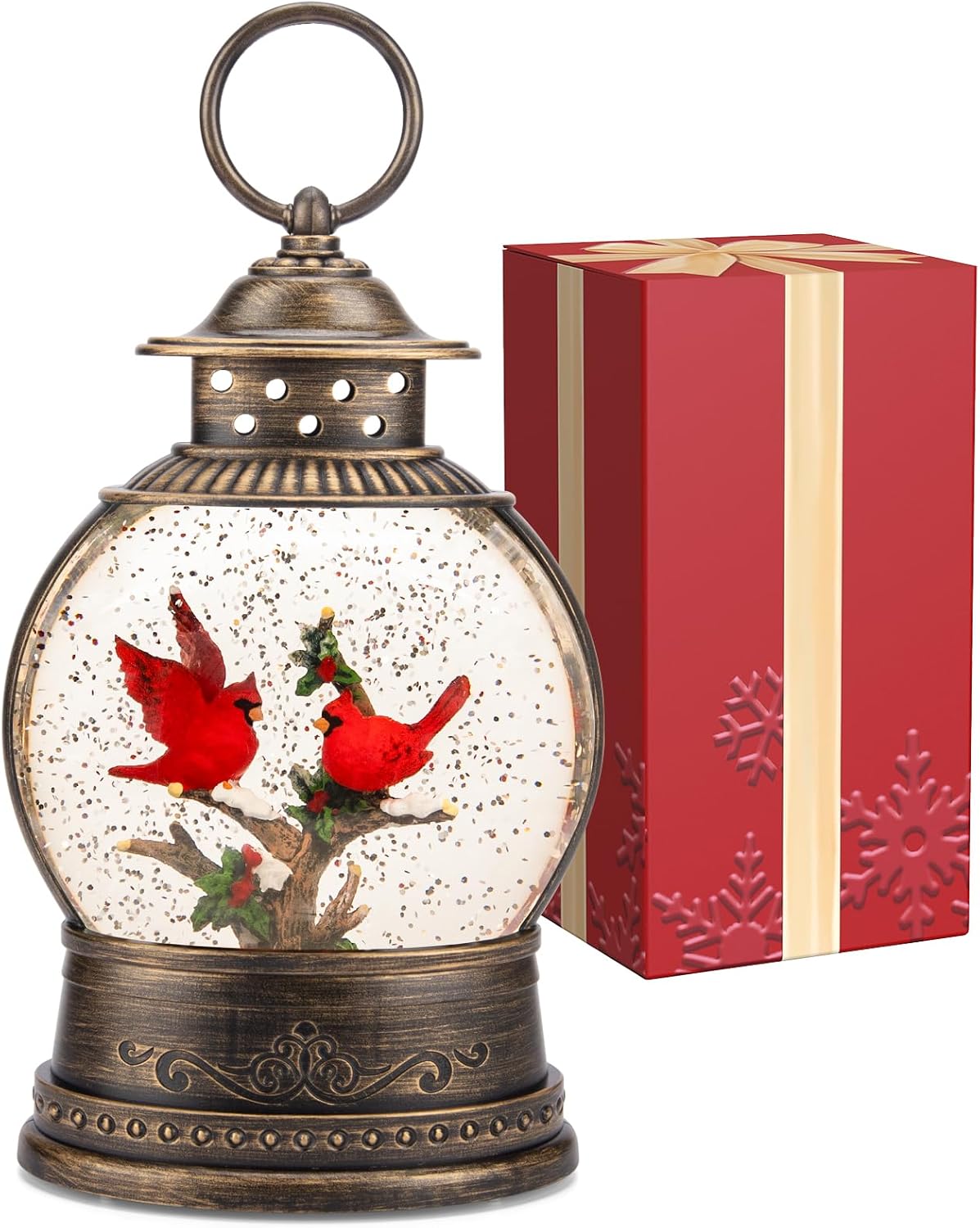 Amazon.com: Christmas Snow Globes Cardinal Gift, Light Up Musical Snow ...