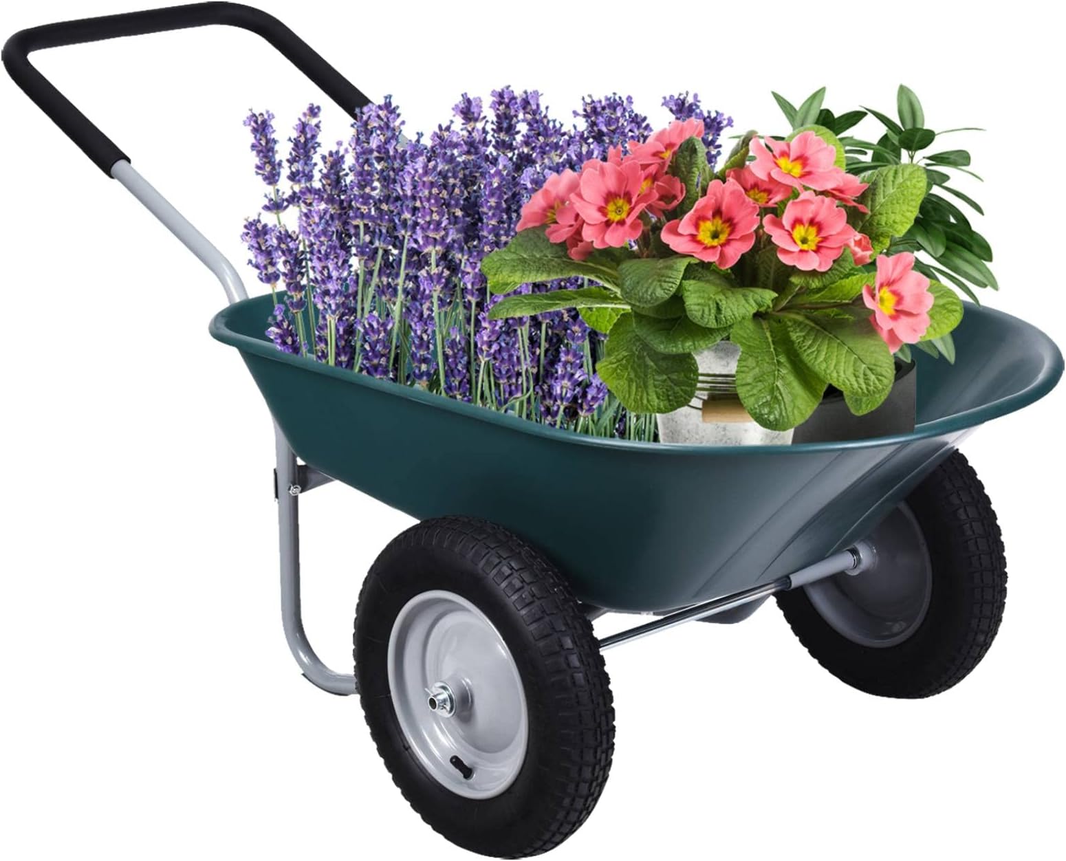 Amazon.com : IRONMAX Garden Dual-Wheel Wheelbarrow, Heavy Duty Utility ...