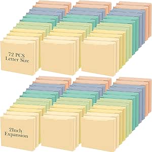 Honoson 72 Pcs Expanding Pocket File Folder Jackets Letter Size 2 Inch ...