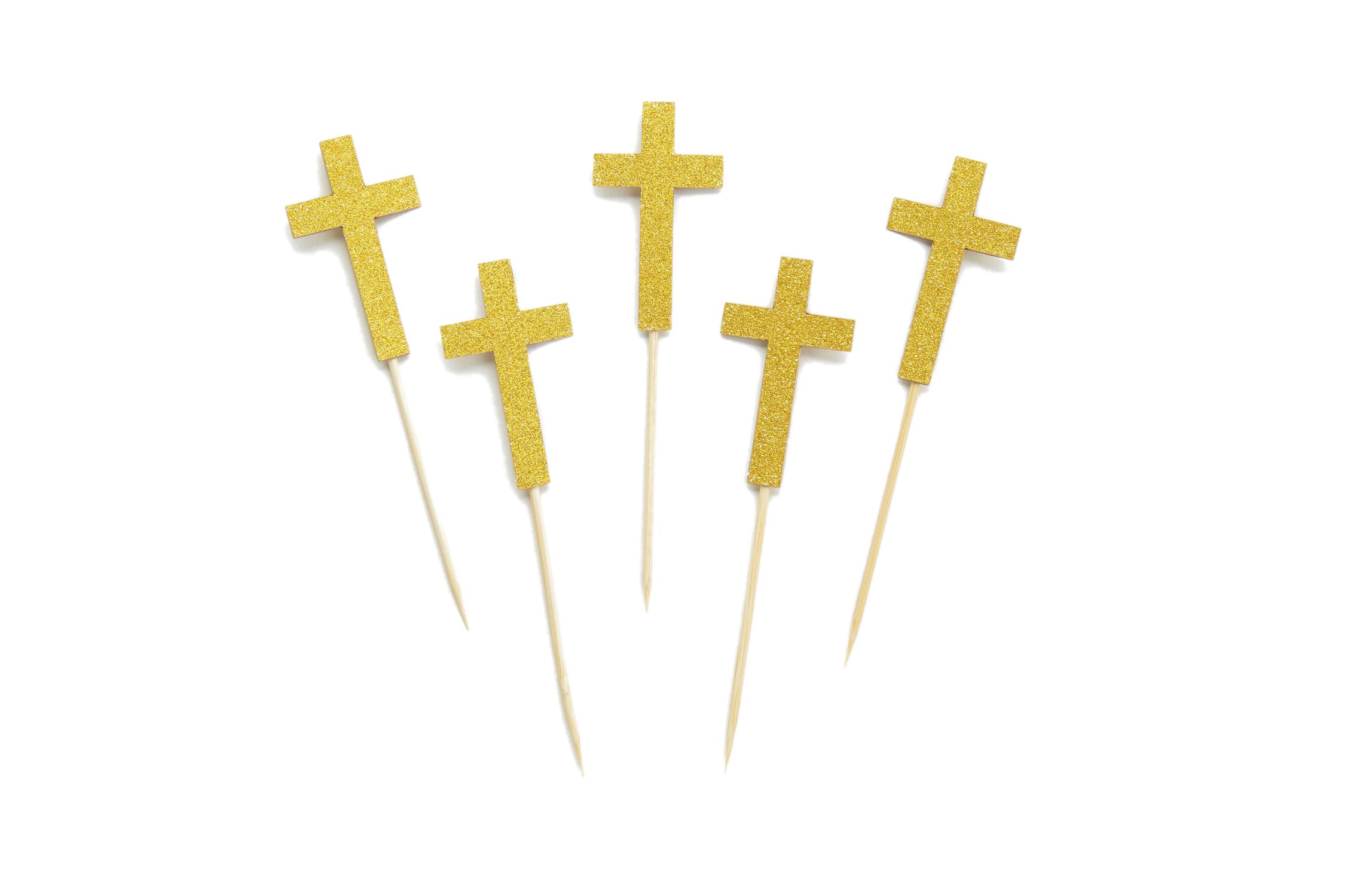 Amazon.com: Rose Gold / Gold Glitter Cross Cupcake Topper for Cake ...
