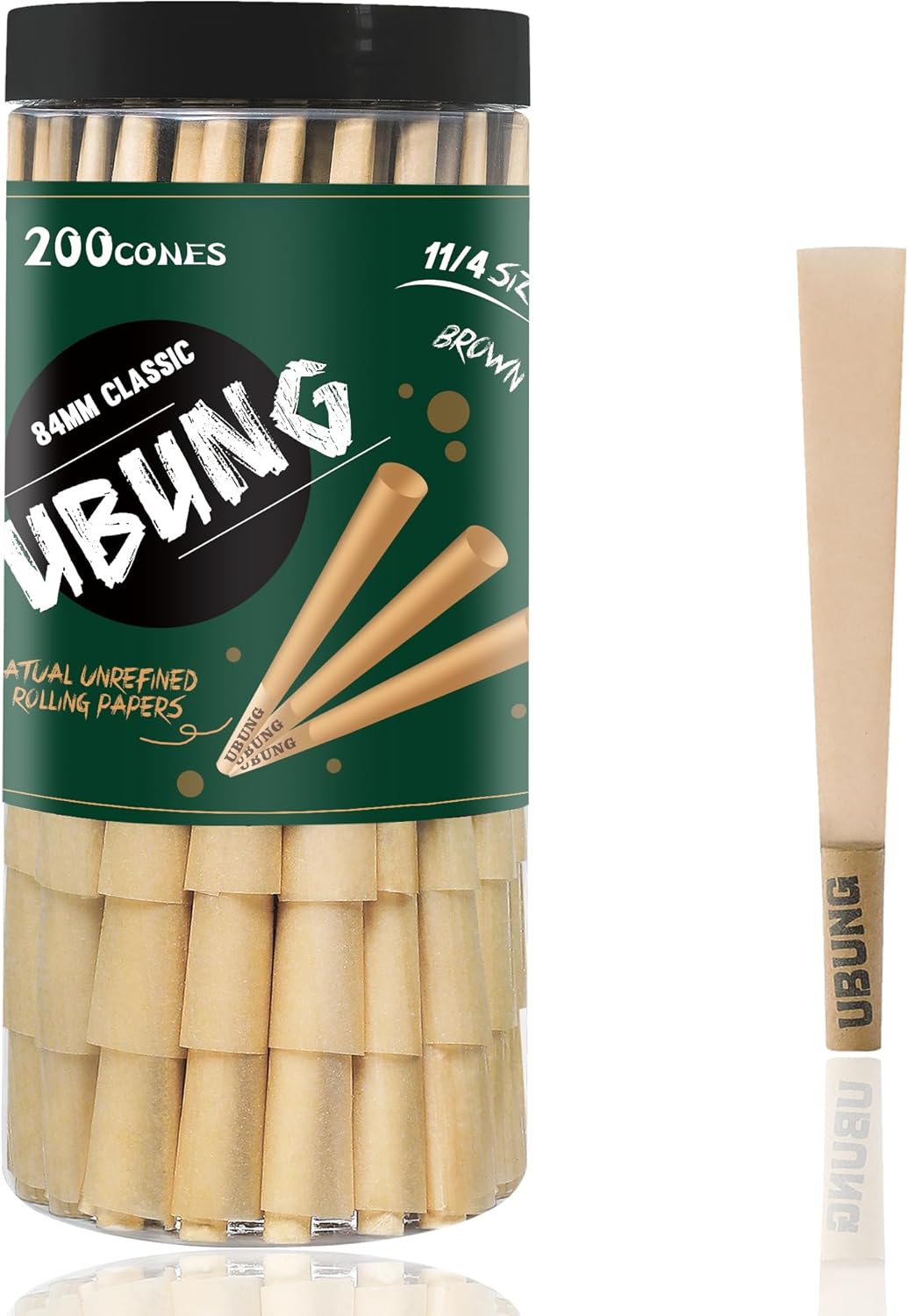 UBUNG 200 Pcs 11/4 Size Pre Rolled Cones with Tips, Brown, Organic ...