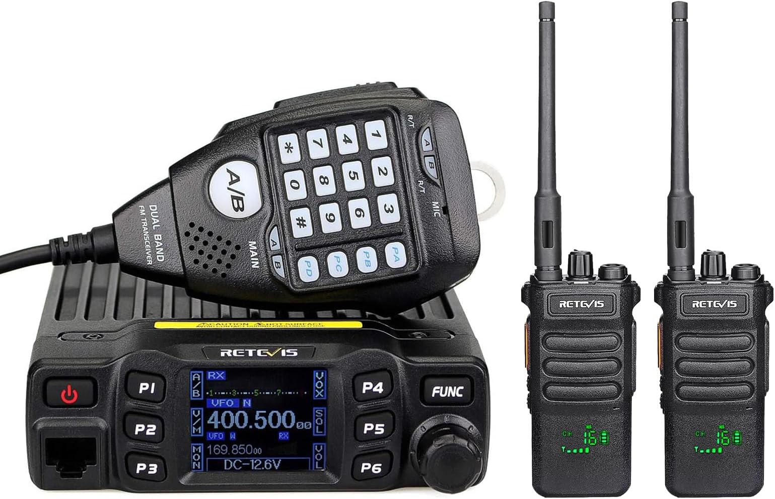 Amazon.com: Retevis RT95 Dual Band Mobile Radio(1 Pack) and RT86 Two ...
