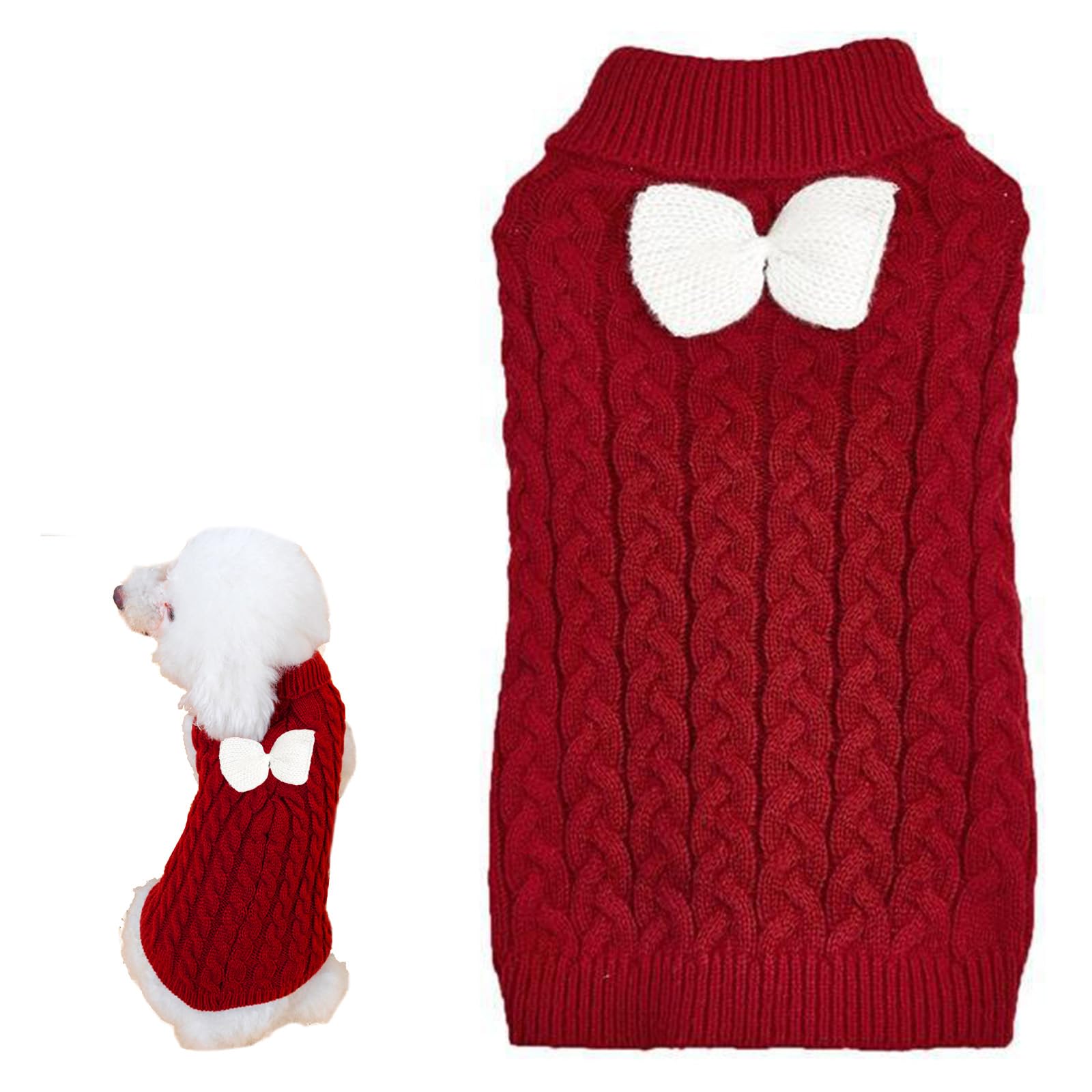 Dog Jumper Knitted Dog Jumpers Warm Dog Sweater with Bow Tie Winter ...