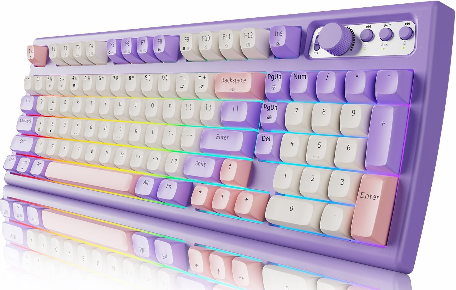 Amazon.com: EWEADN V97 Cute Creamy Keyboard, Bluetooth/2.4GHz Gaming ...