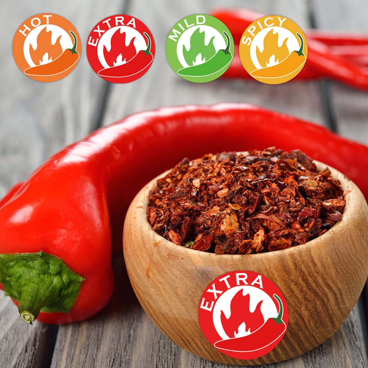 Snapklik.com : 4 Level Spicy Indicator Stickers Red Chili Pepper Labels ...