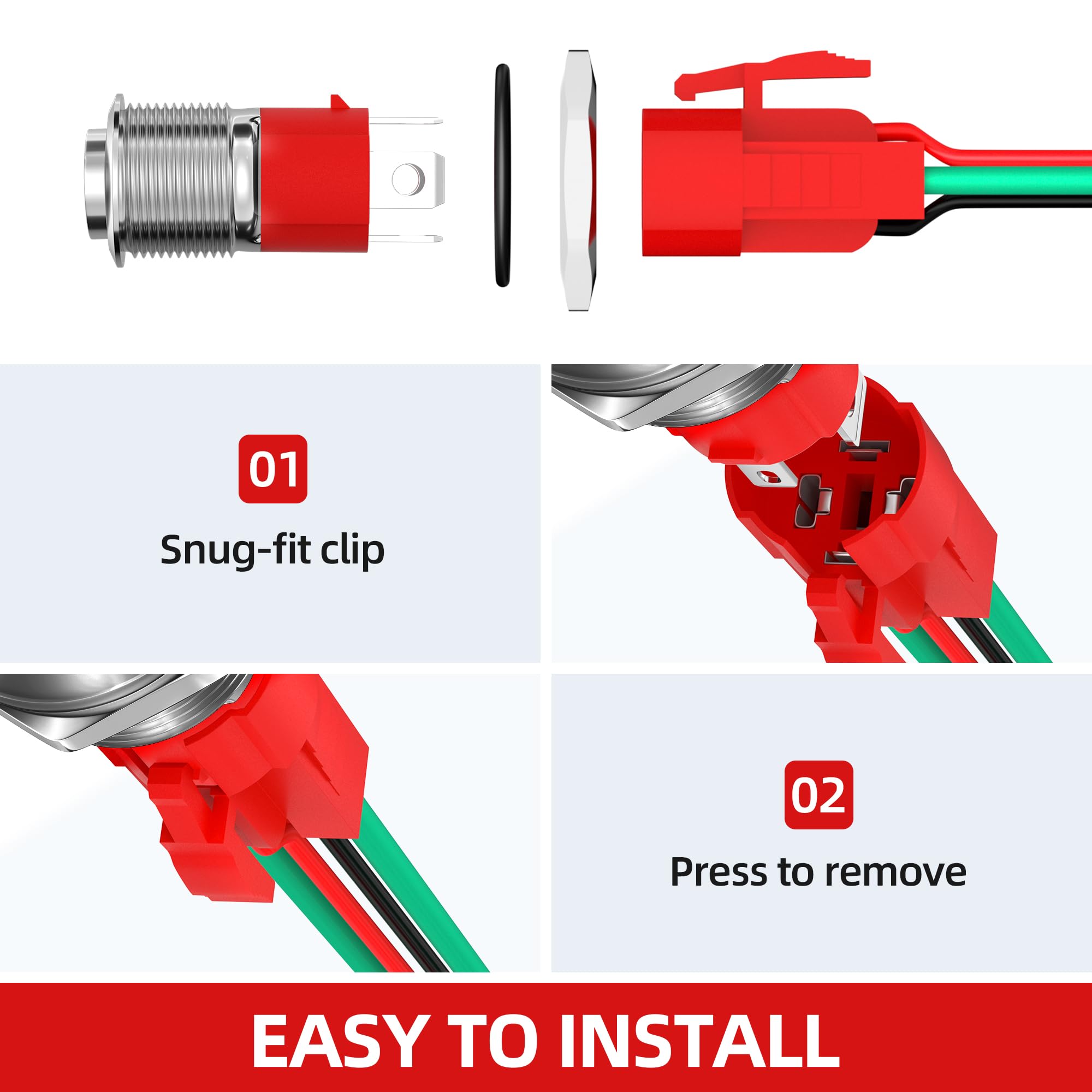 Snapklik.com : Joinfworld 12V Latching Push Button Switch 20A Heavy ...