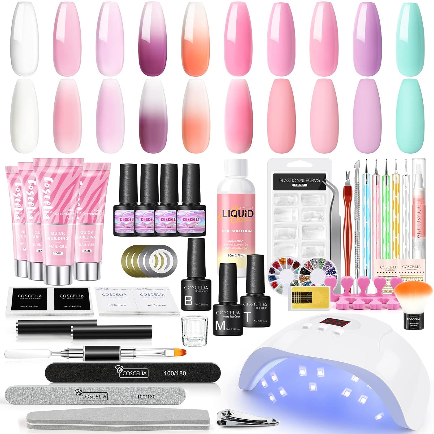 Amazon.com : Poly Nail Gel Kit ,10Pcs Poly Nail Extension Kit with Nail ...