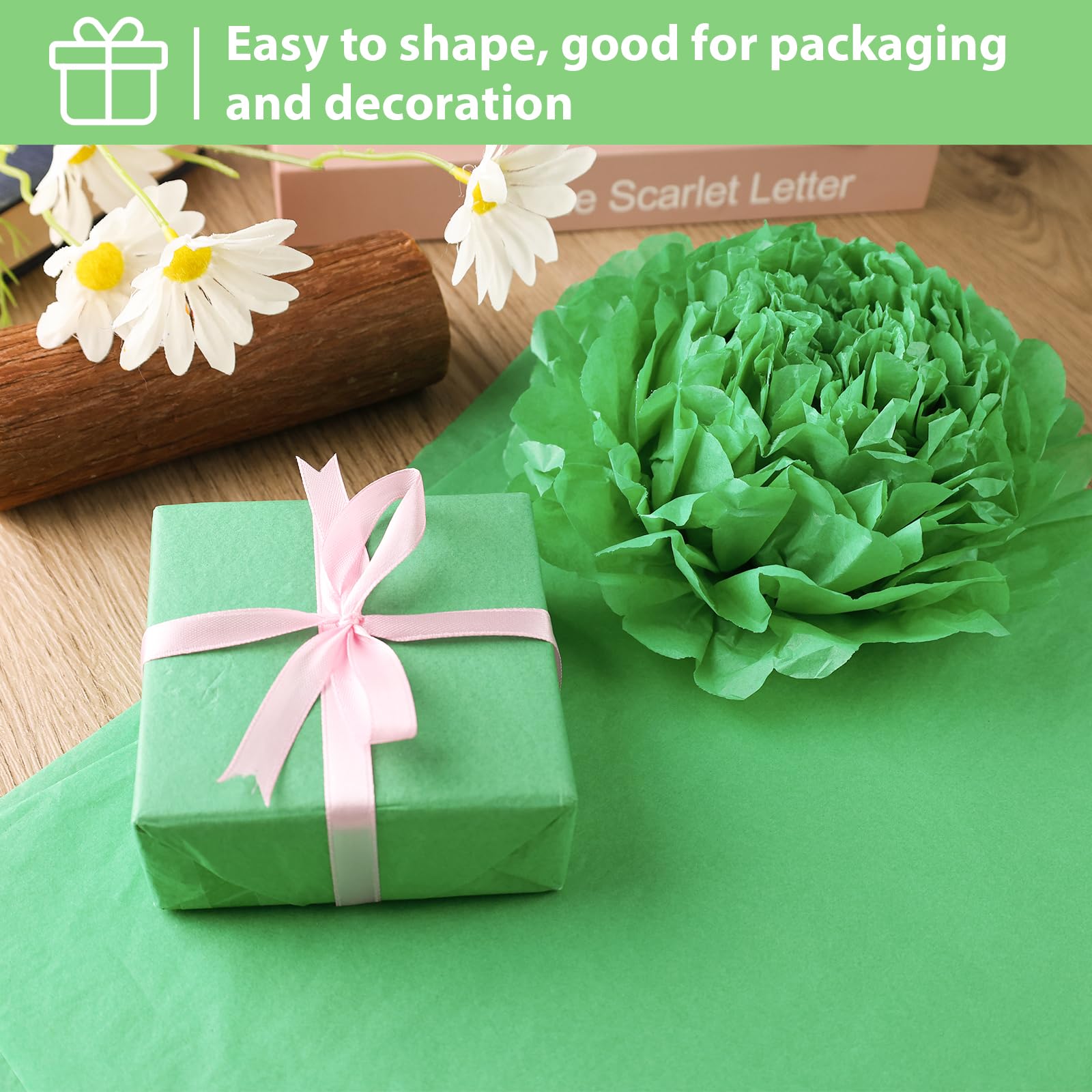 Snapklik.com : 330 Sheets Tissue Paper Bulk, 14 X 10 Inch Green Gift ...