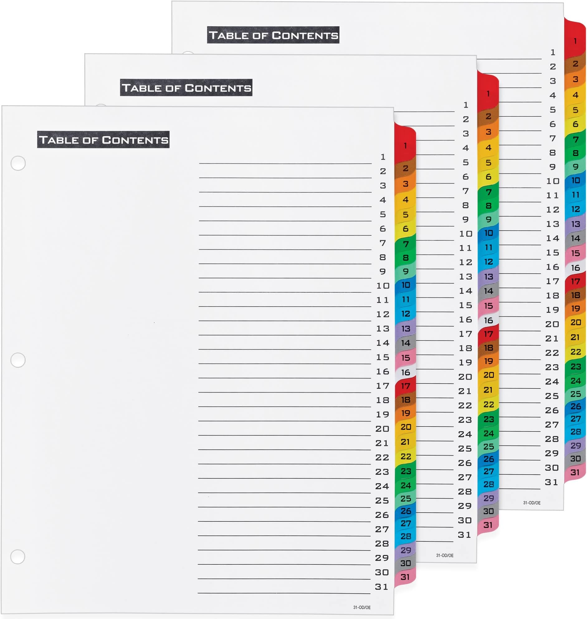 Amazon.com : Office Essentials 1-31 Tab Table 'n Tabs Dividers for 3 ...