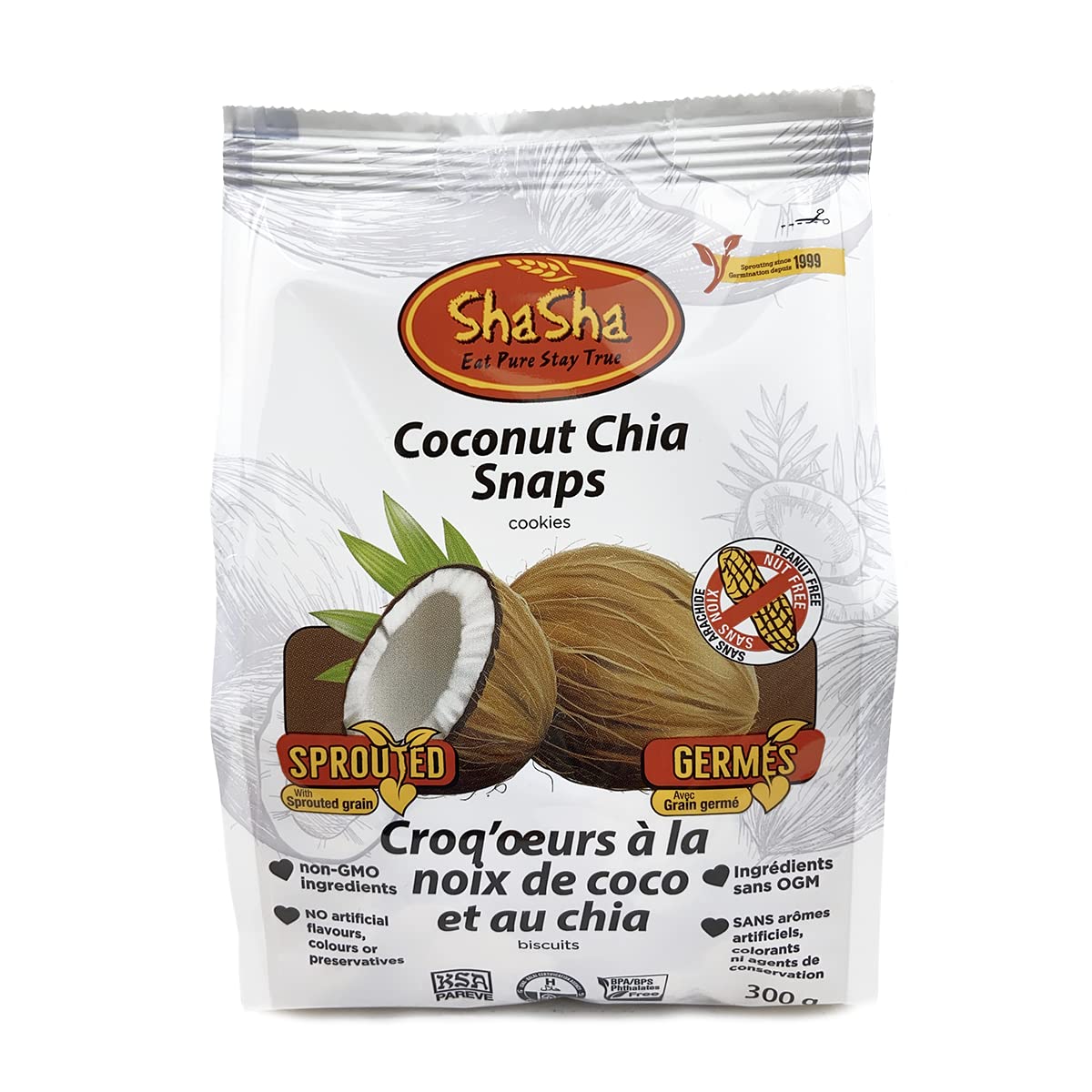 ShaSha Co. Coconut Chia Snap Cookie Bags : Amazon.ca: Grocery & Gourmet ...